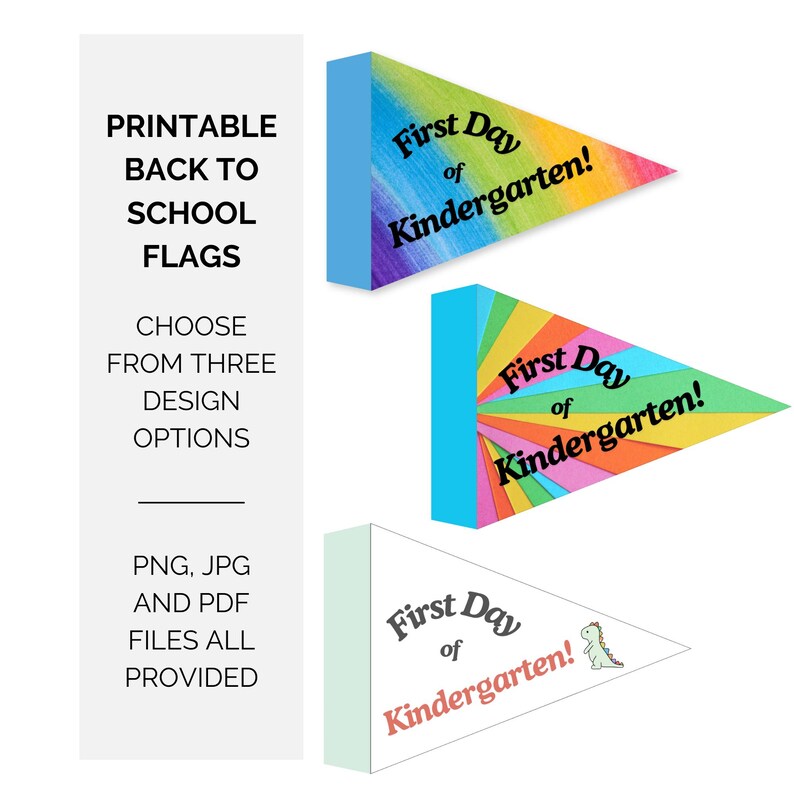 First Day of Kindergarten School Pennant Flag, Back to School Printable ...