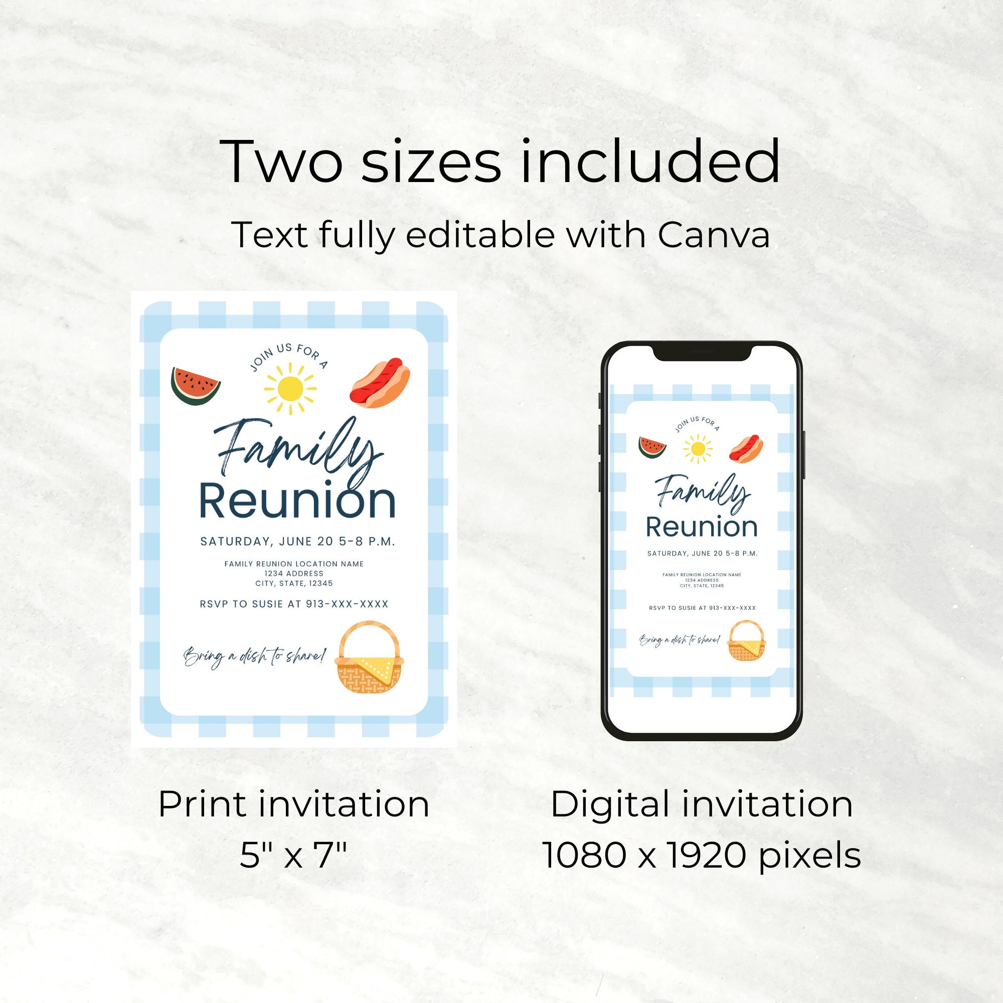 Editable Family Reunion Invitation | Family Picnic Invitation | Summer ...