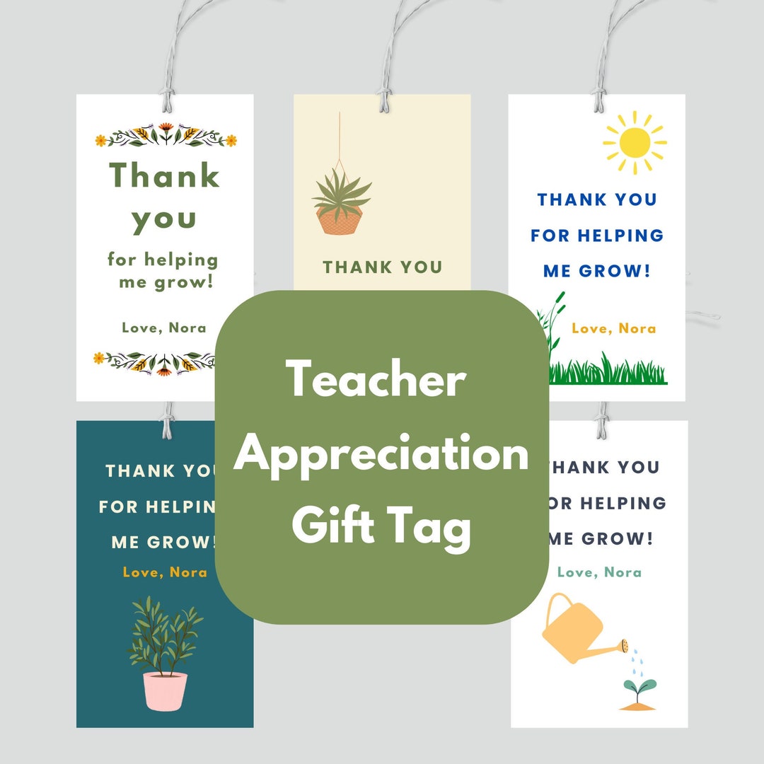 Instant Download, Succulent Gift Tag, Teacher Appreciation Card, Plant ...