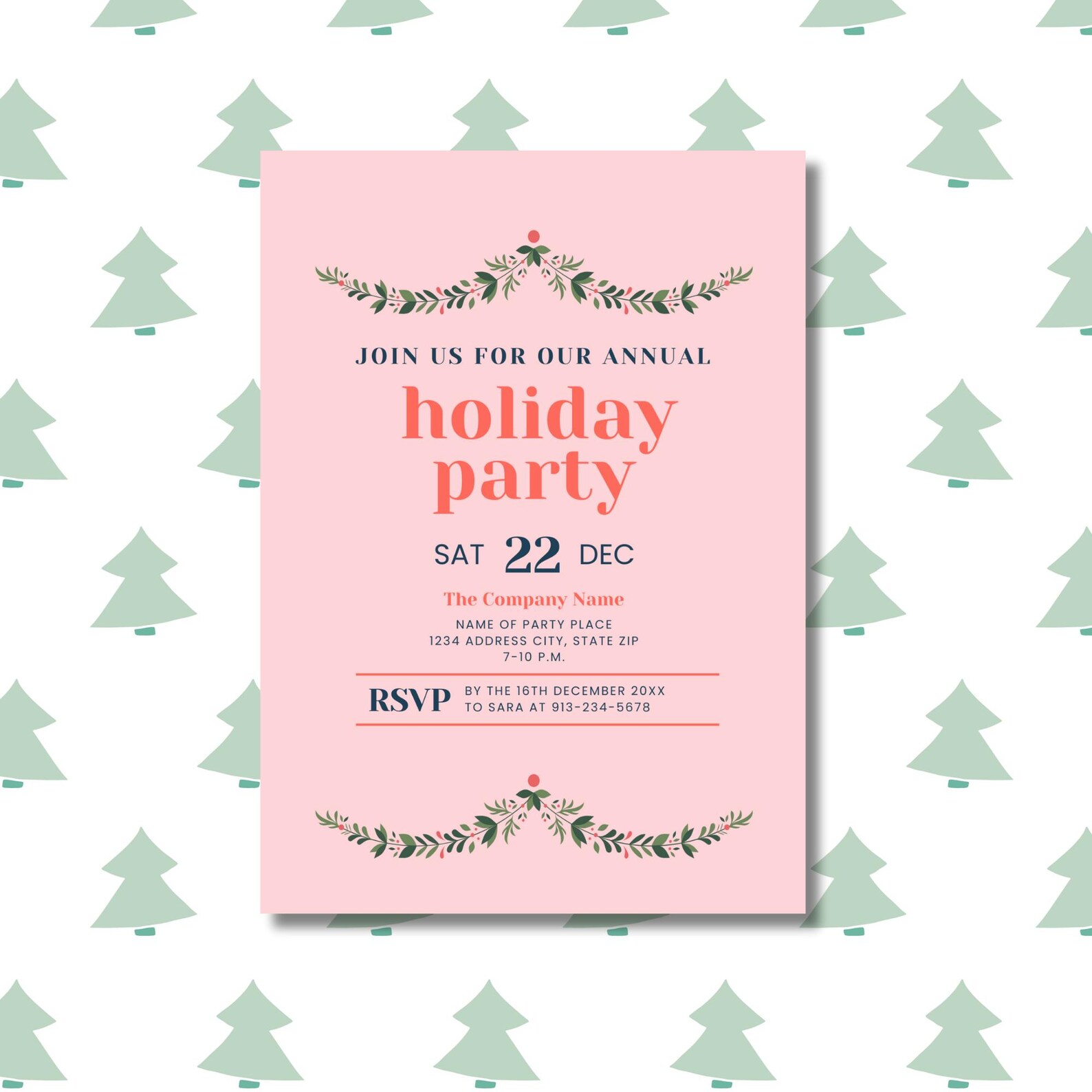 Editable Corporate Holiday Party Invitation, Christmas Tree Party ...