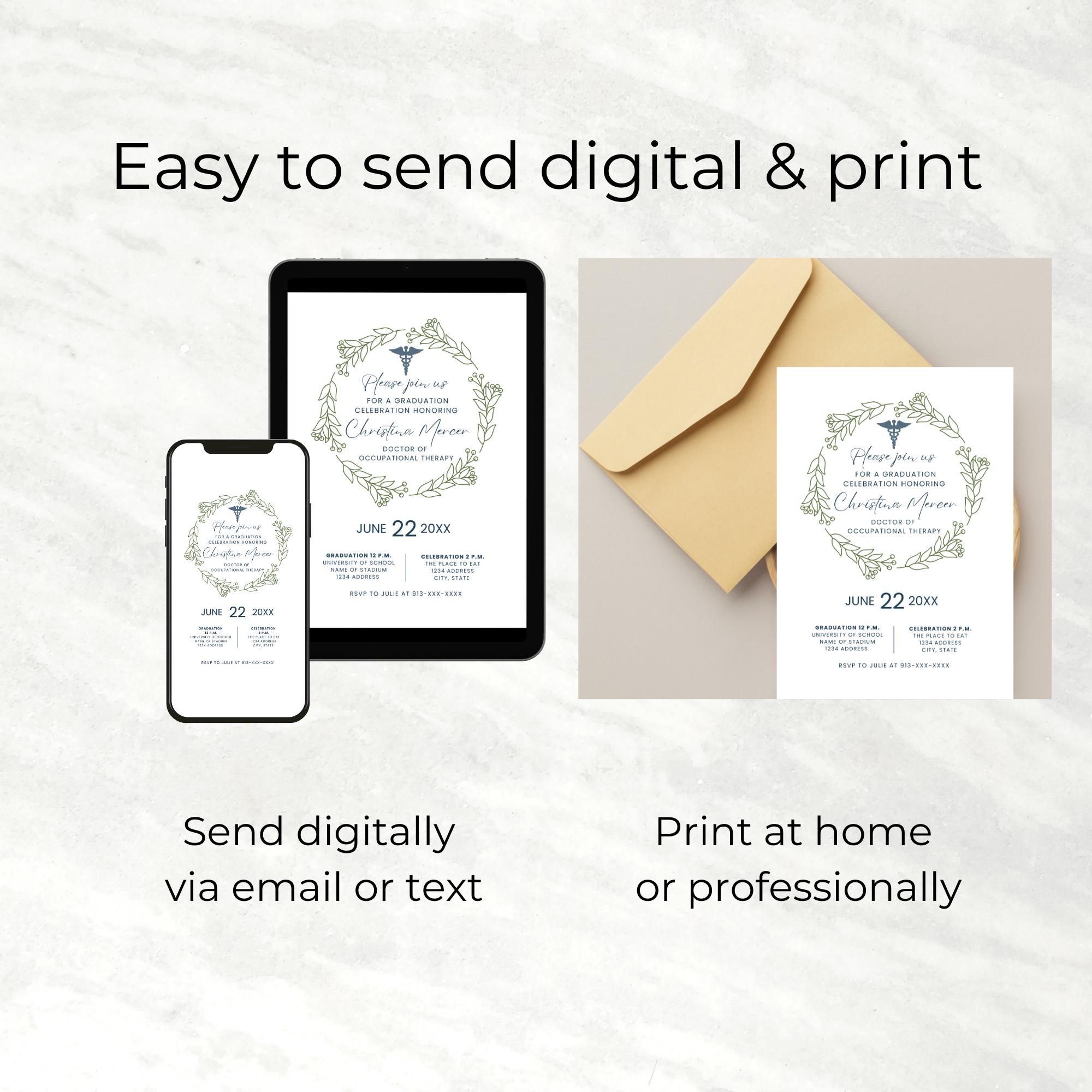 Graduation Invite, Doctor Occupational Therapy Graduation Party, OTD ...