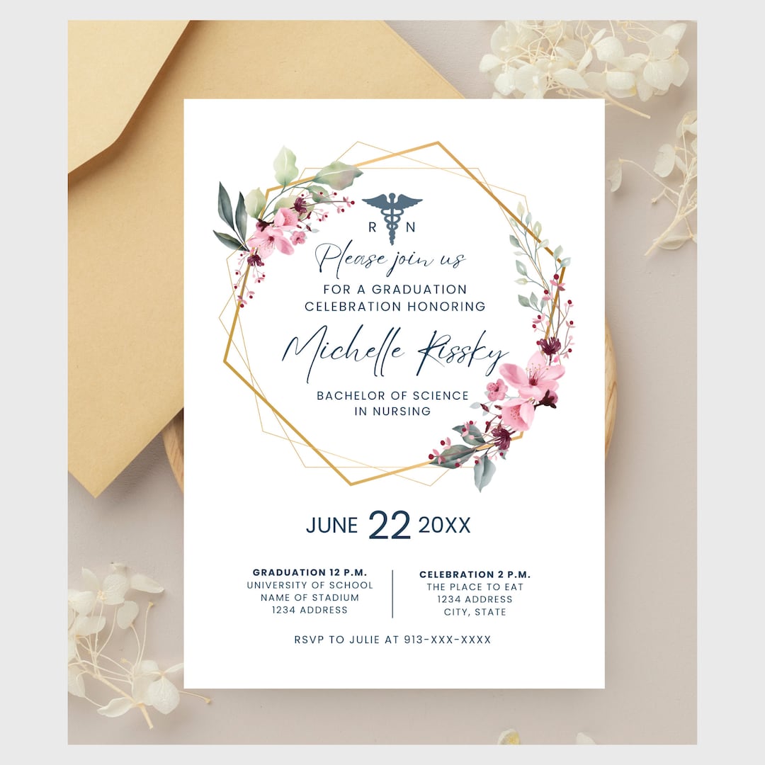 Nurse Graduation Ceremony Invitation Template, Nursing School ...