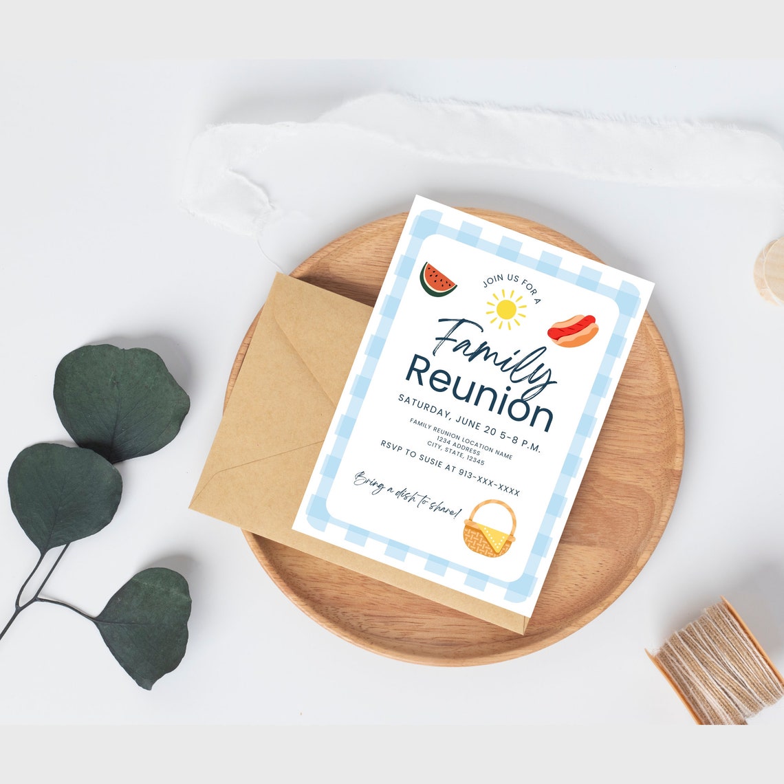 Editable Family Reunion Invitation Family Picnic Invitation Summer ...