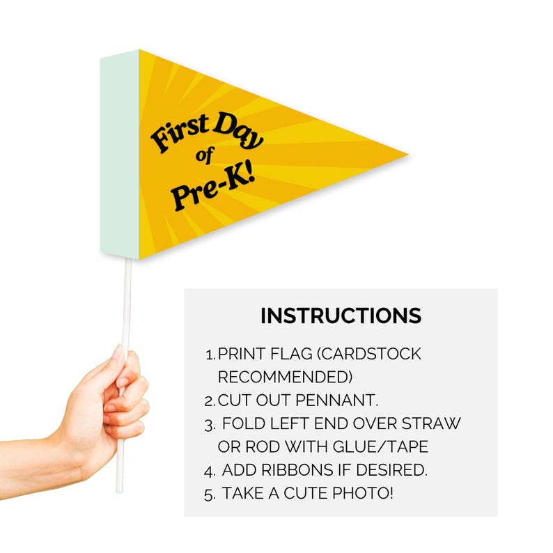 First Day of School Pennant Flag, Back to School Printable Sign, First ...