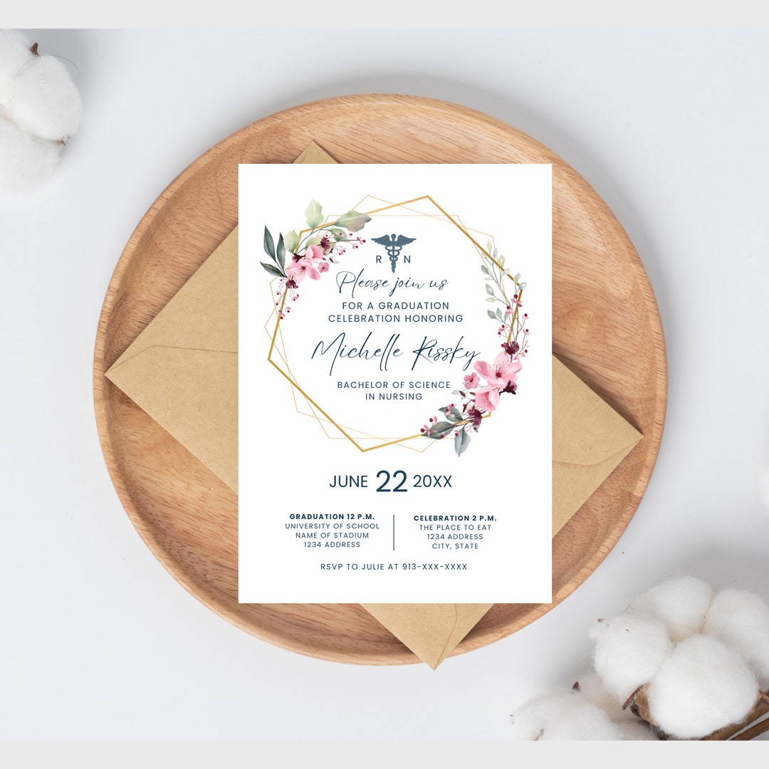 Nurse Graduation Ceremony Invitation Template, Nursing School ...