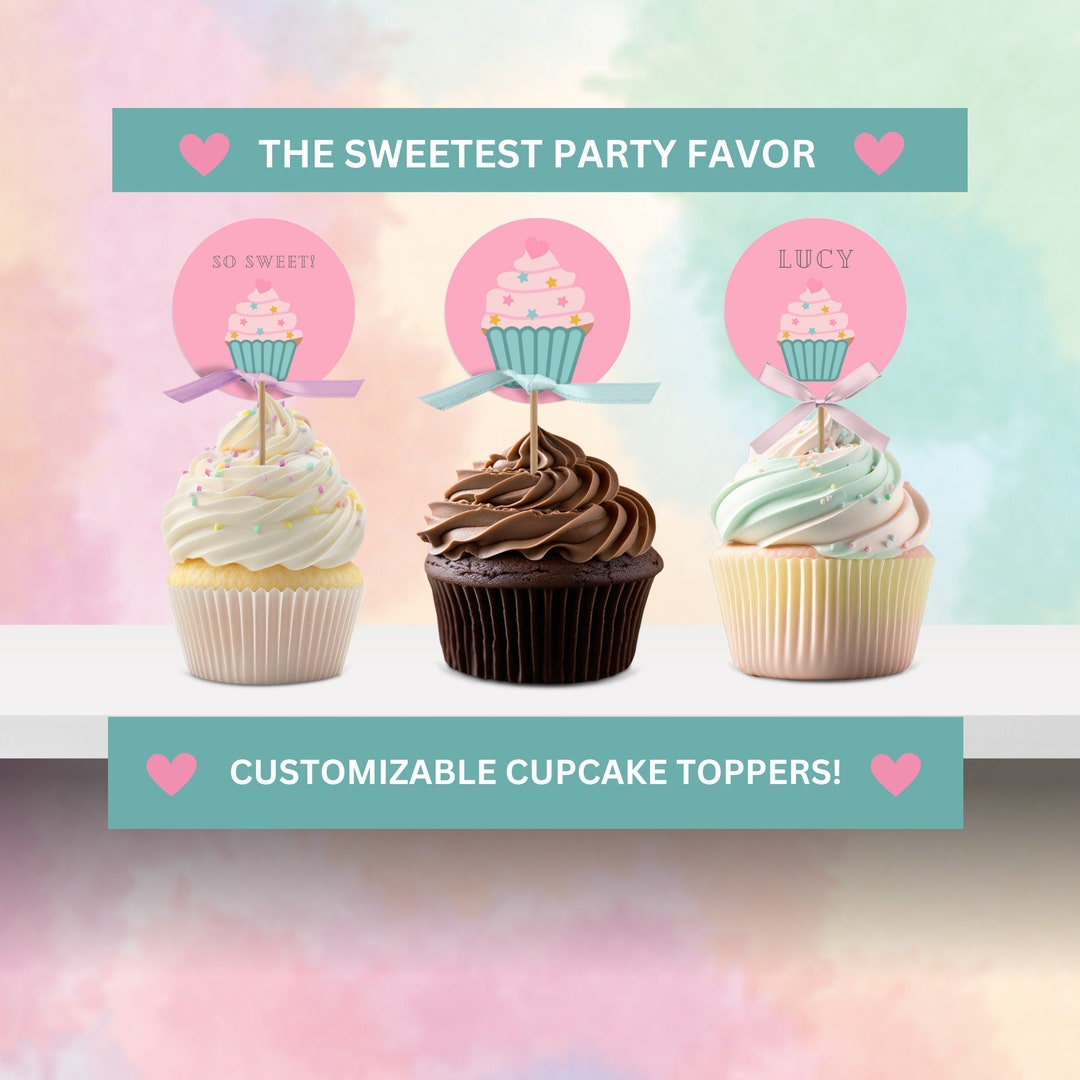 Custom Cupcake Topper, Cupcake Toppers, Custom Birthday Party Favors ...