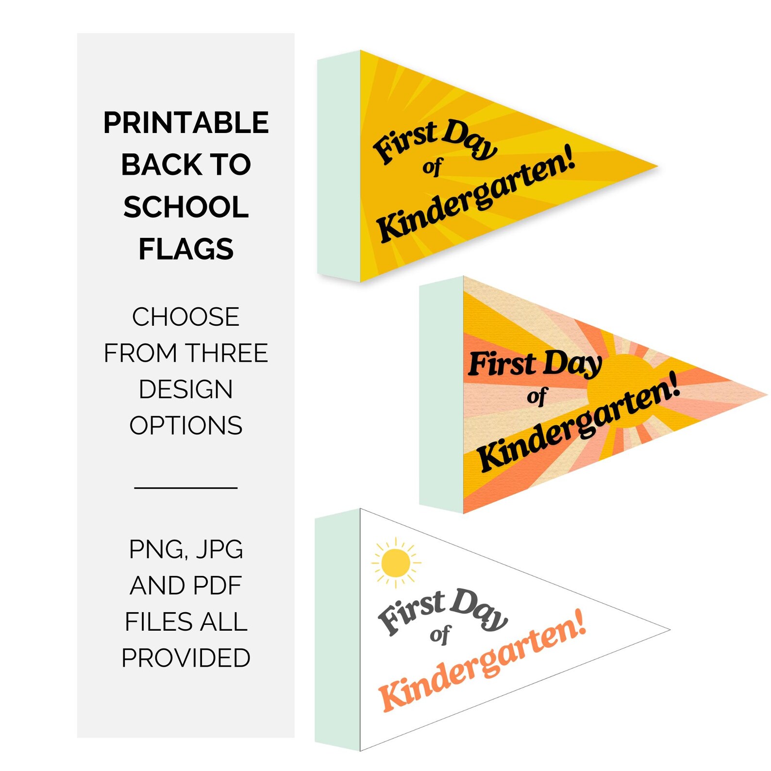 First Day of School Pennant Flag, Back to School Printable Sign, First ...