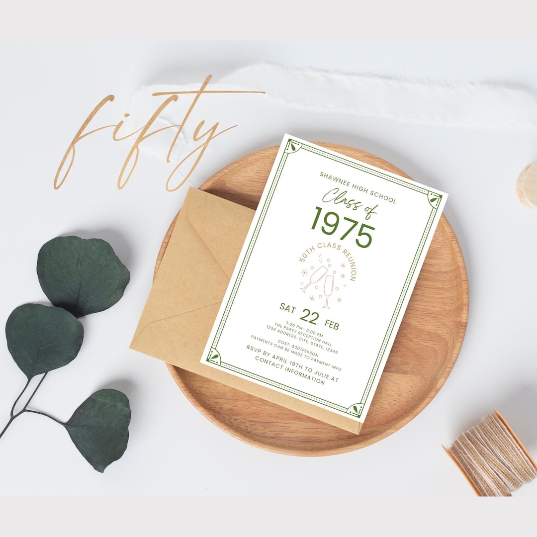 50th Class Reunion Invitation Templates - Editable Designs - Digital ...