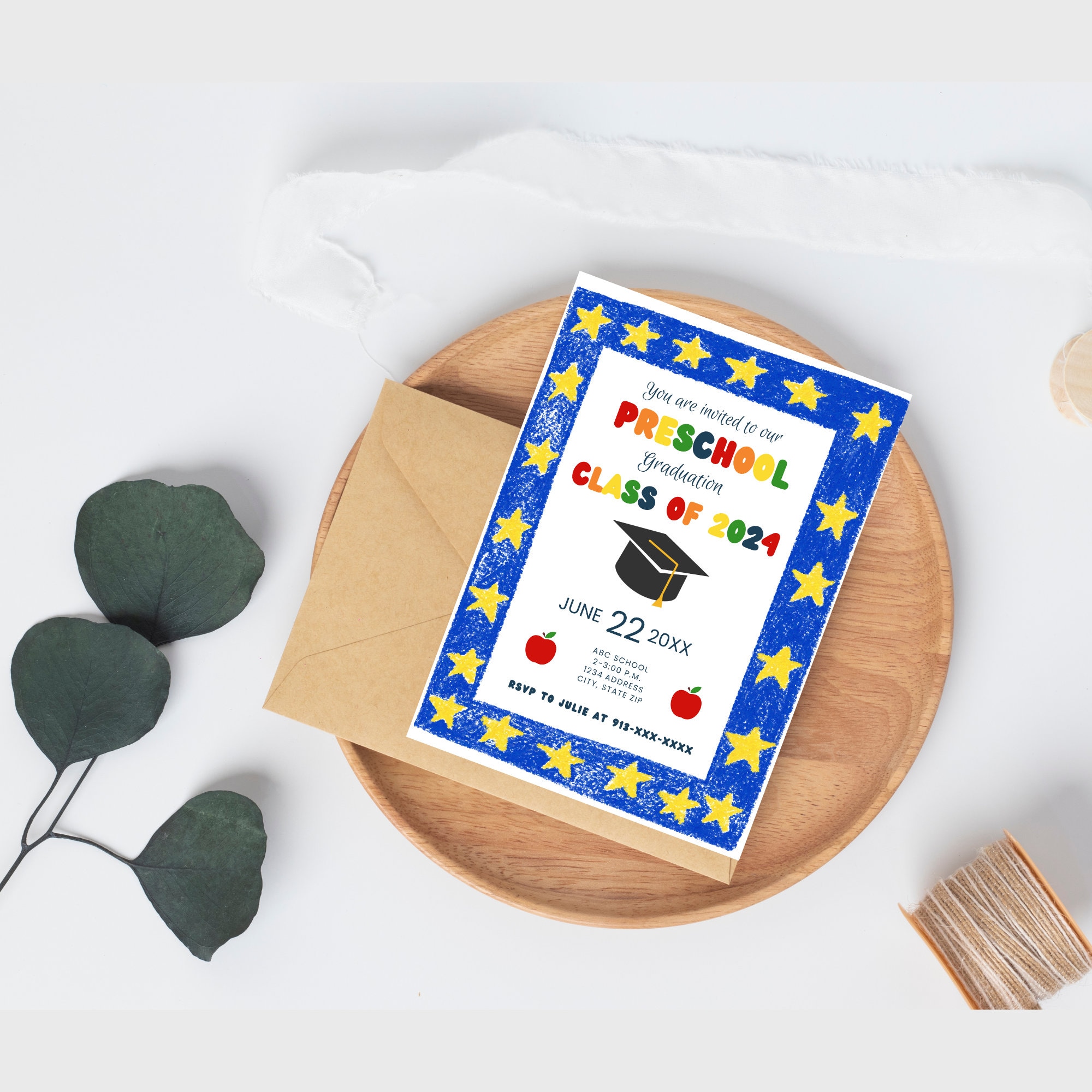 Preschool Grad, Kindergarten Party Invite, Pre- K Graduation, School ...
