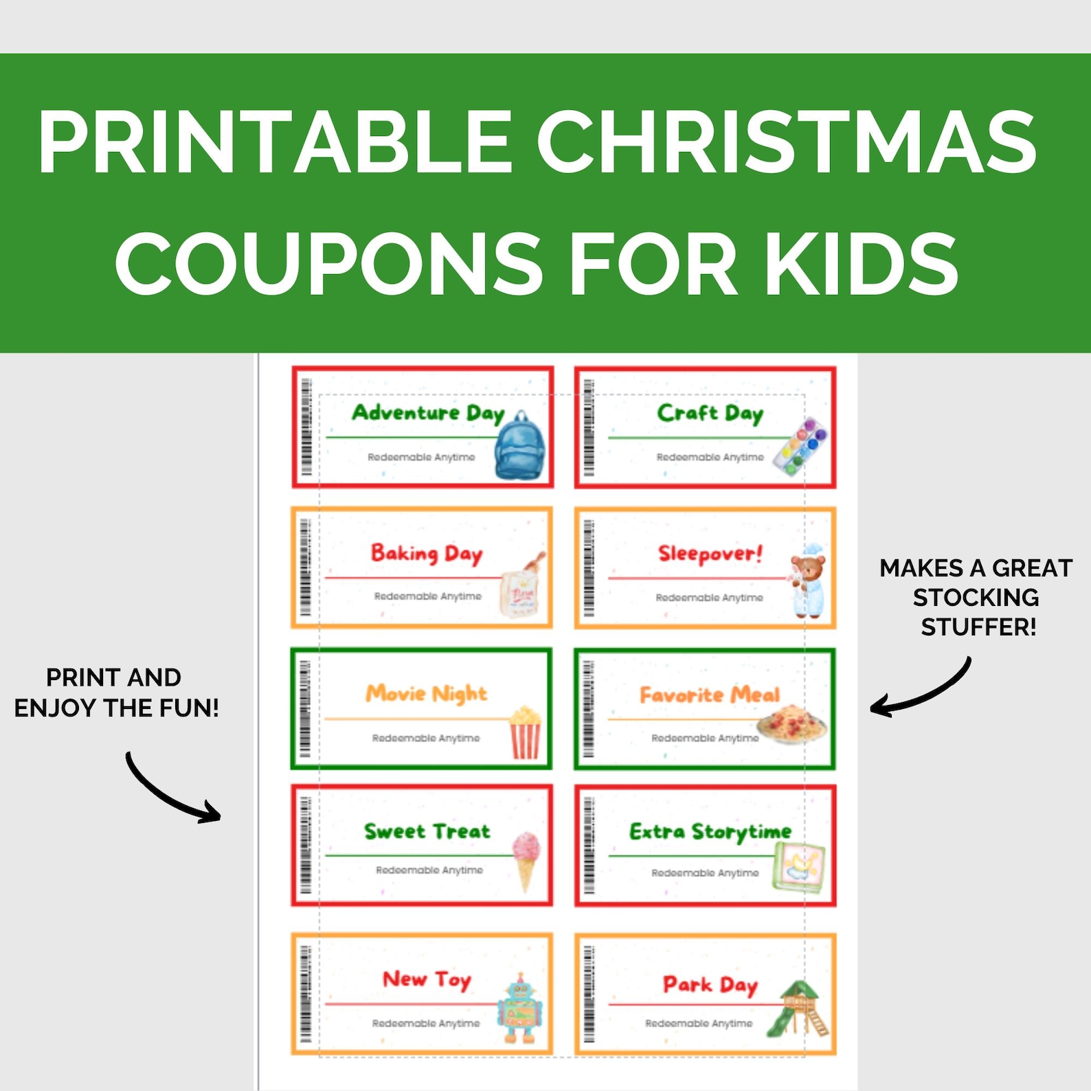 Printable Christmas Coupons for Kids, Christmas Coupon Book, Christmas ...