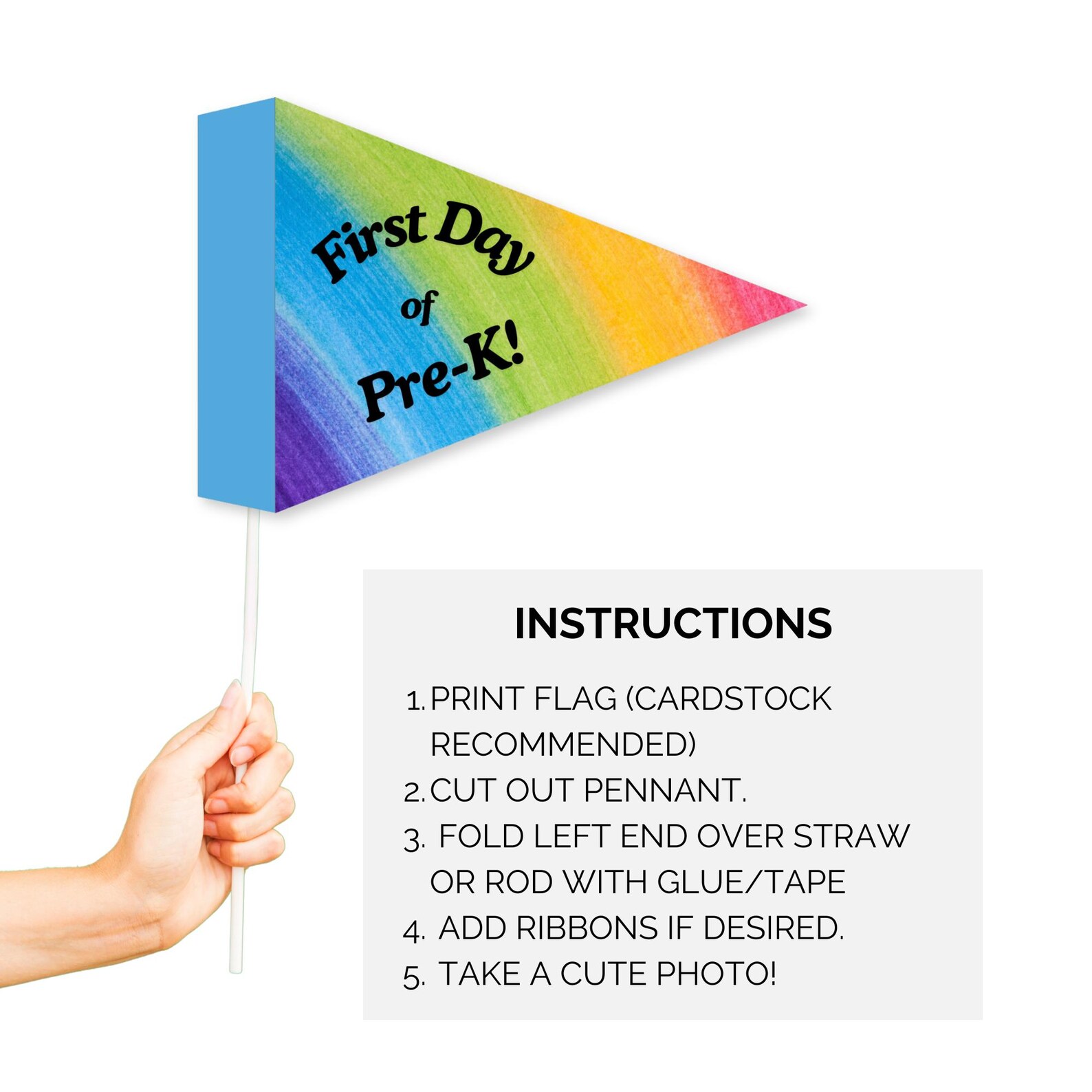 First Day of Prek School Pennant Flag, Back to School Printable Sign ...