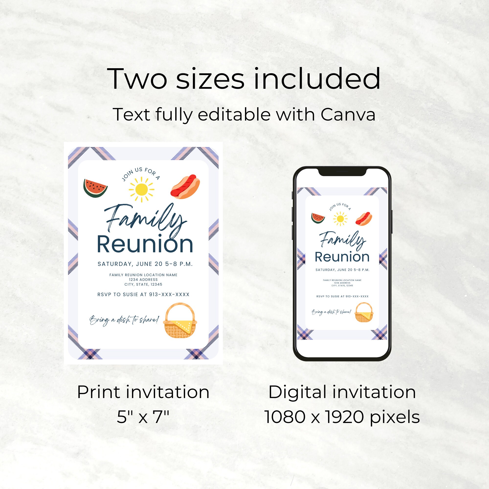 Editable Family Reunion Invitation | Family Picnic Invitation | Summer ...