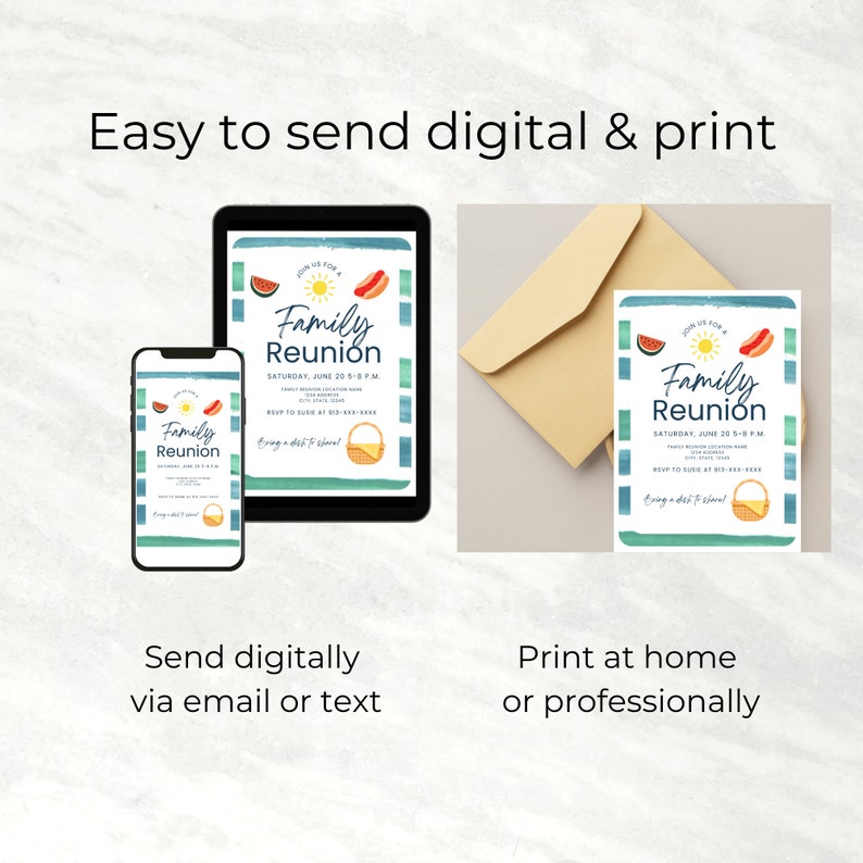 Editable Family Reunion Invitation | Family Picnic Invitation | Summer ...