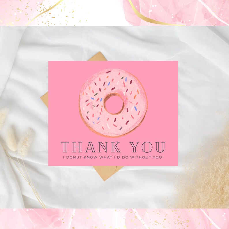 Donut Birthday, Thank You Card Funny, Donut Birthday Invitation, Donut ...