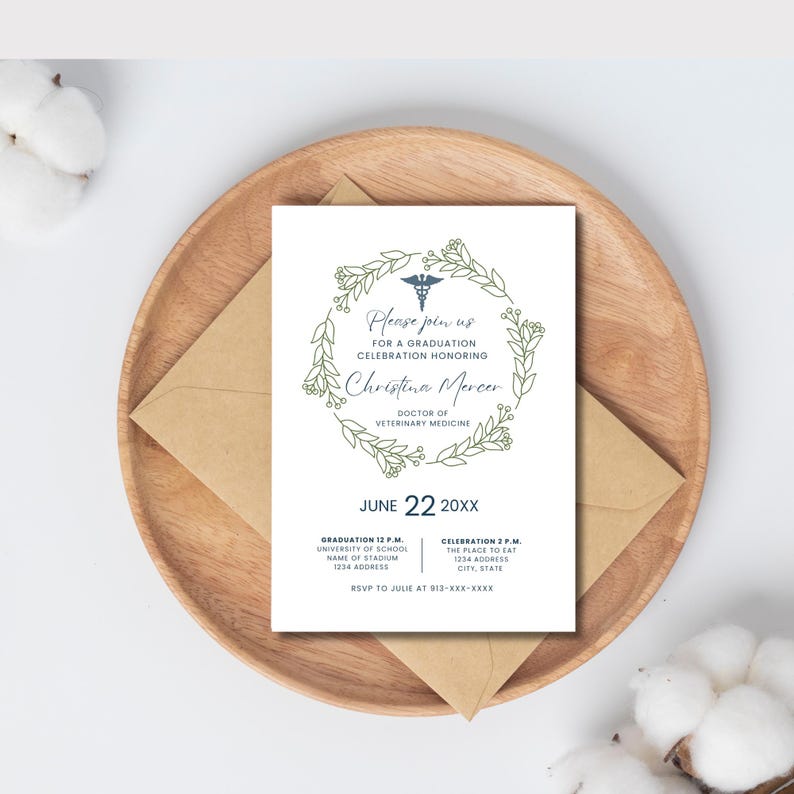 Veterinarian School Graduation Party Invitation, Vet Tech, Animal ...