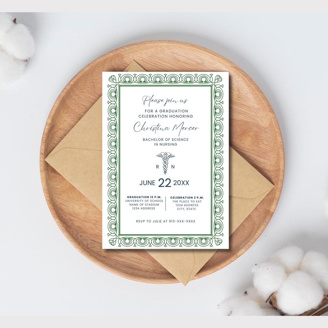 Nurse Graduation Ceremony Invitation, Editable Template, Nursing School ...