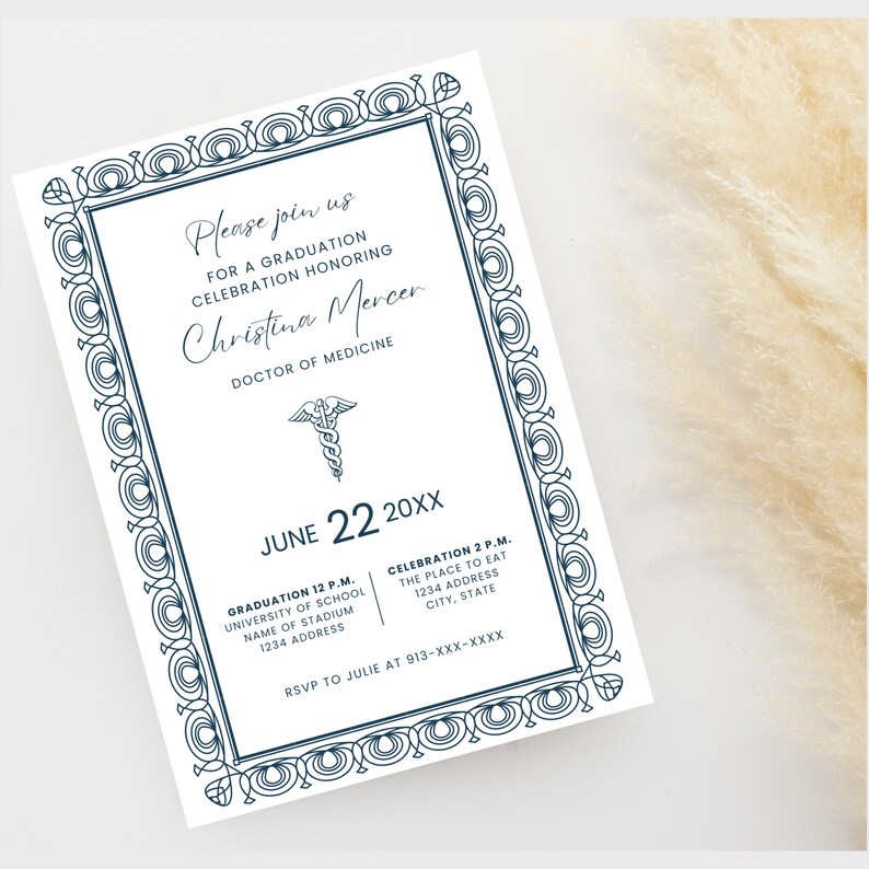 Graduation Invite, Medical Doctor Graduation Party, Nursing Graduation ...