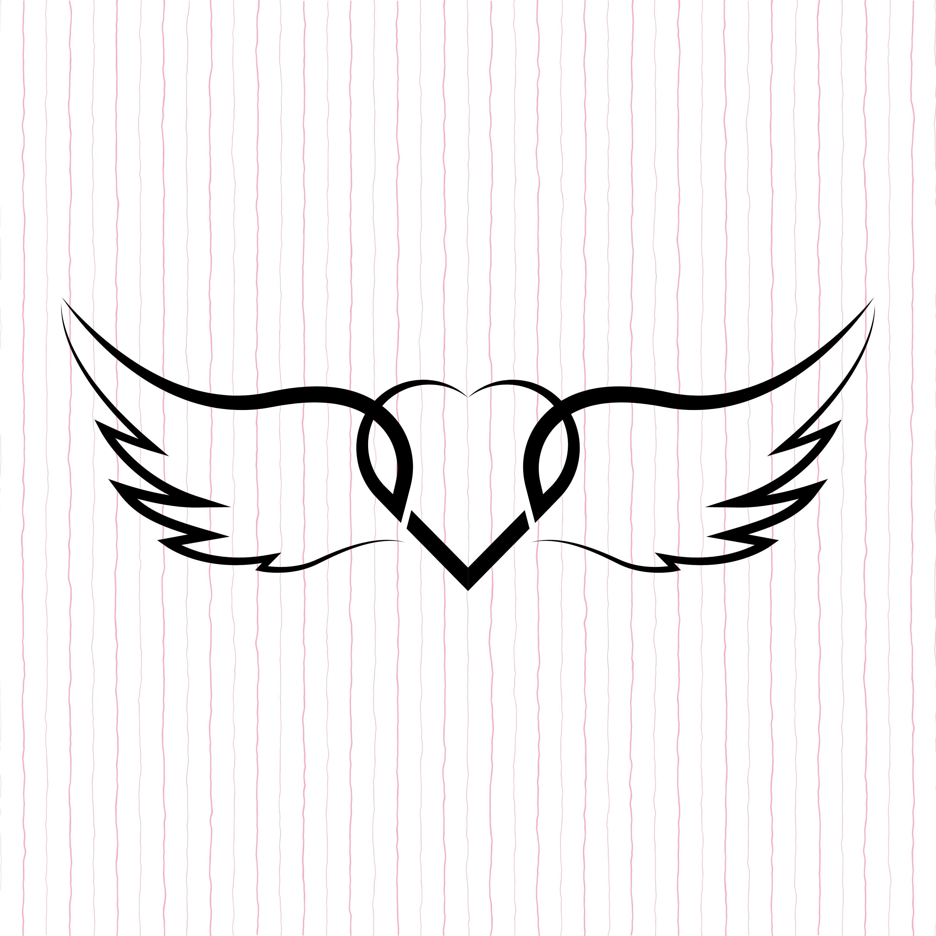 Memorial Wings Heart Svg Jpg Png Dxf Eps Download, Angel Wing Vector ...