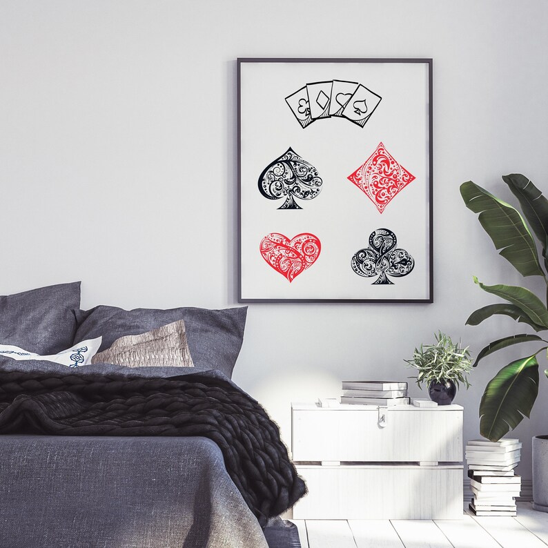 Playing Card Suits Svg Dxf Digital Download, Clups Hearts Diamonds ...