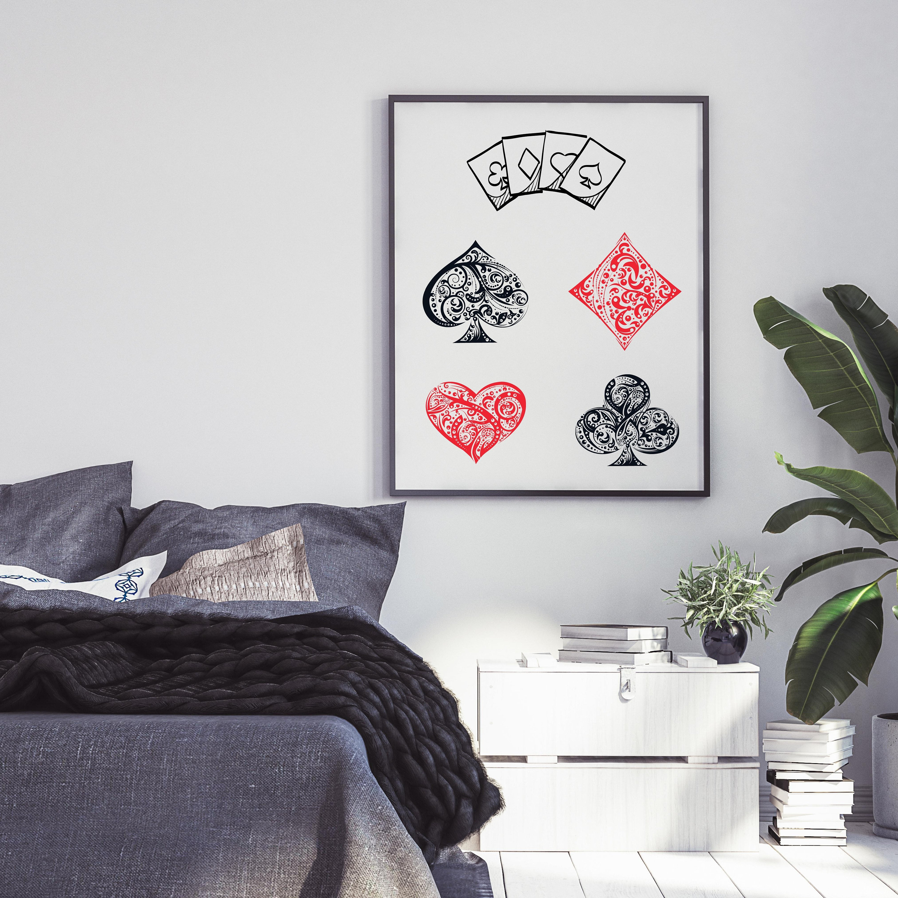 Playing Card Suits Svg Dxf Digital Download, Clups Hearts Diamonds ...