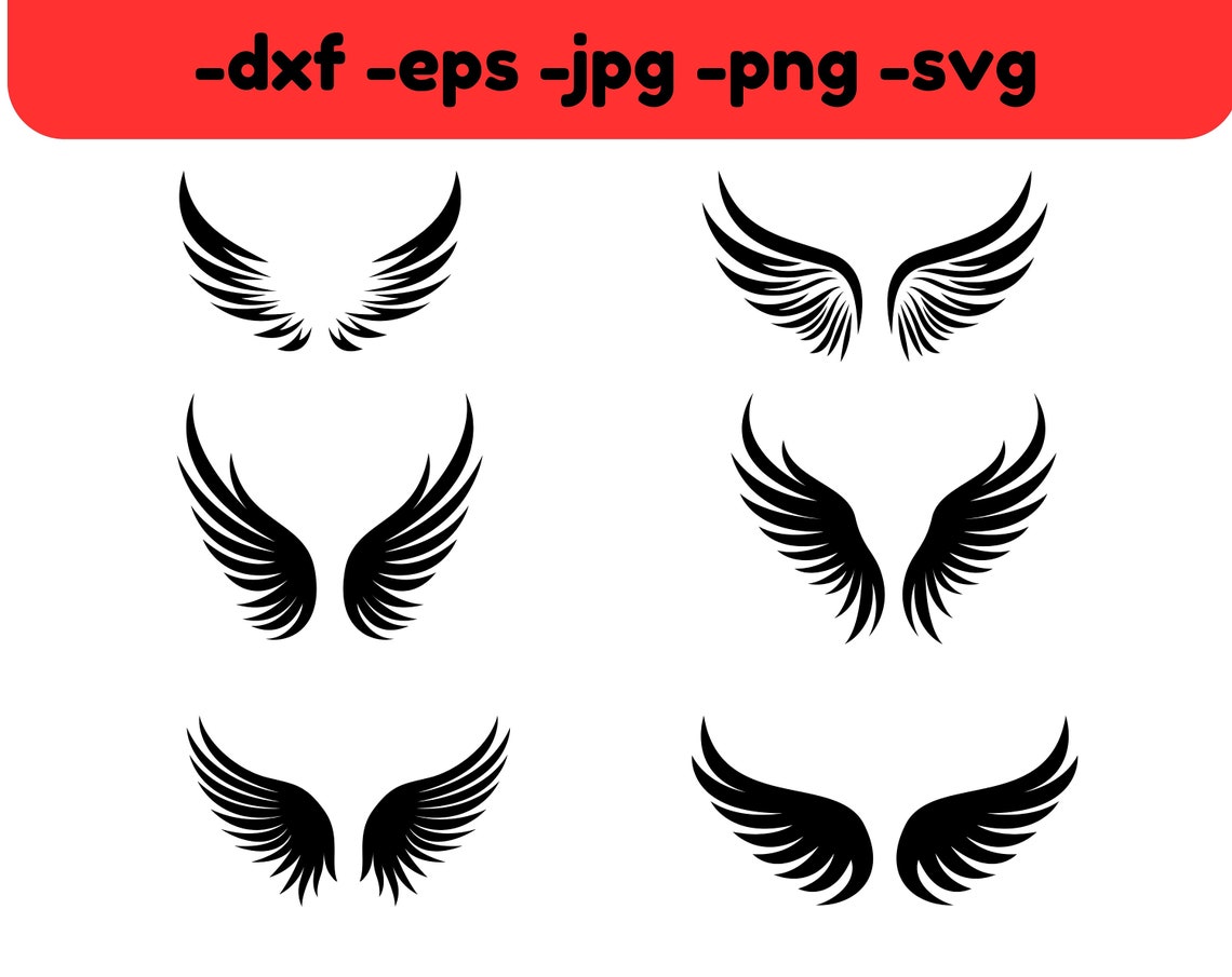 Angel Wings Svg, Dxf, Eps, Jpg, Png Instant Download, Angel Vector for ...