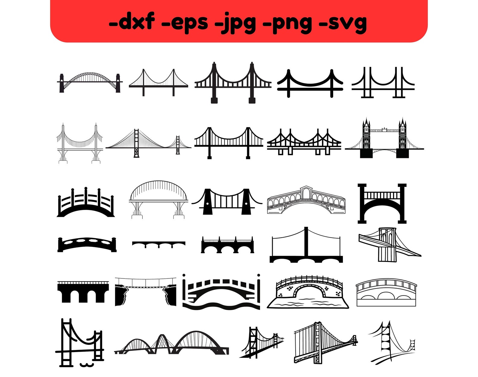 Bridge SVG Bundle: Bridge Clipart, Cut Files (digital Download) - Etsy