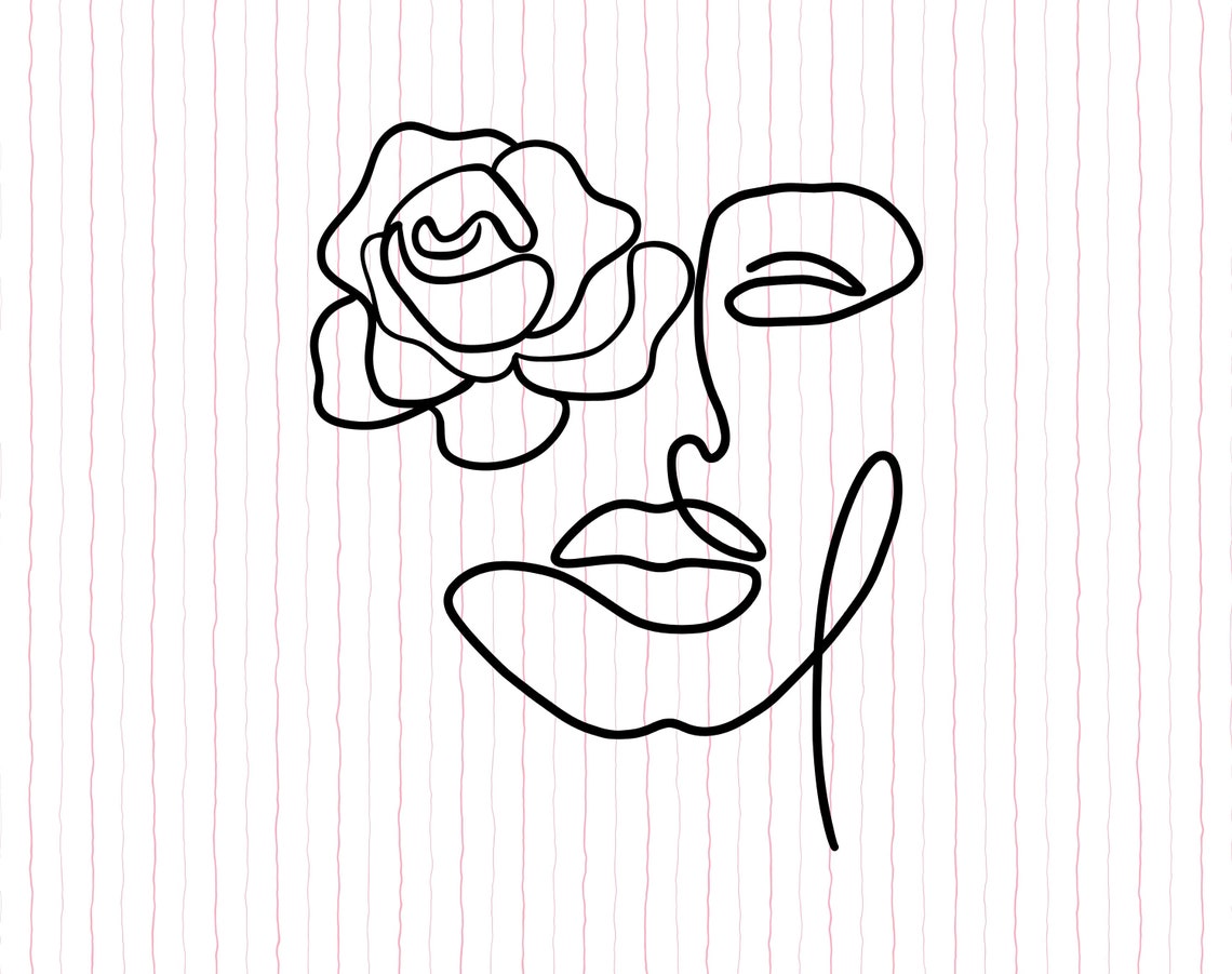 Floral Face 27 Svg, Line Art Face Svg, Woman Face Svg, Floral Woman ...