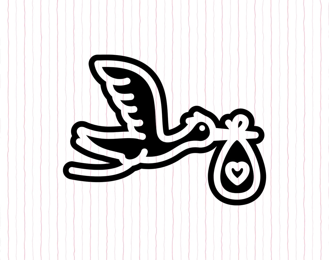 Baby and Stork SVG Files for Cricut Silhouette, Baby Arrival DXF, Baby ...