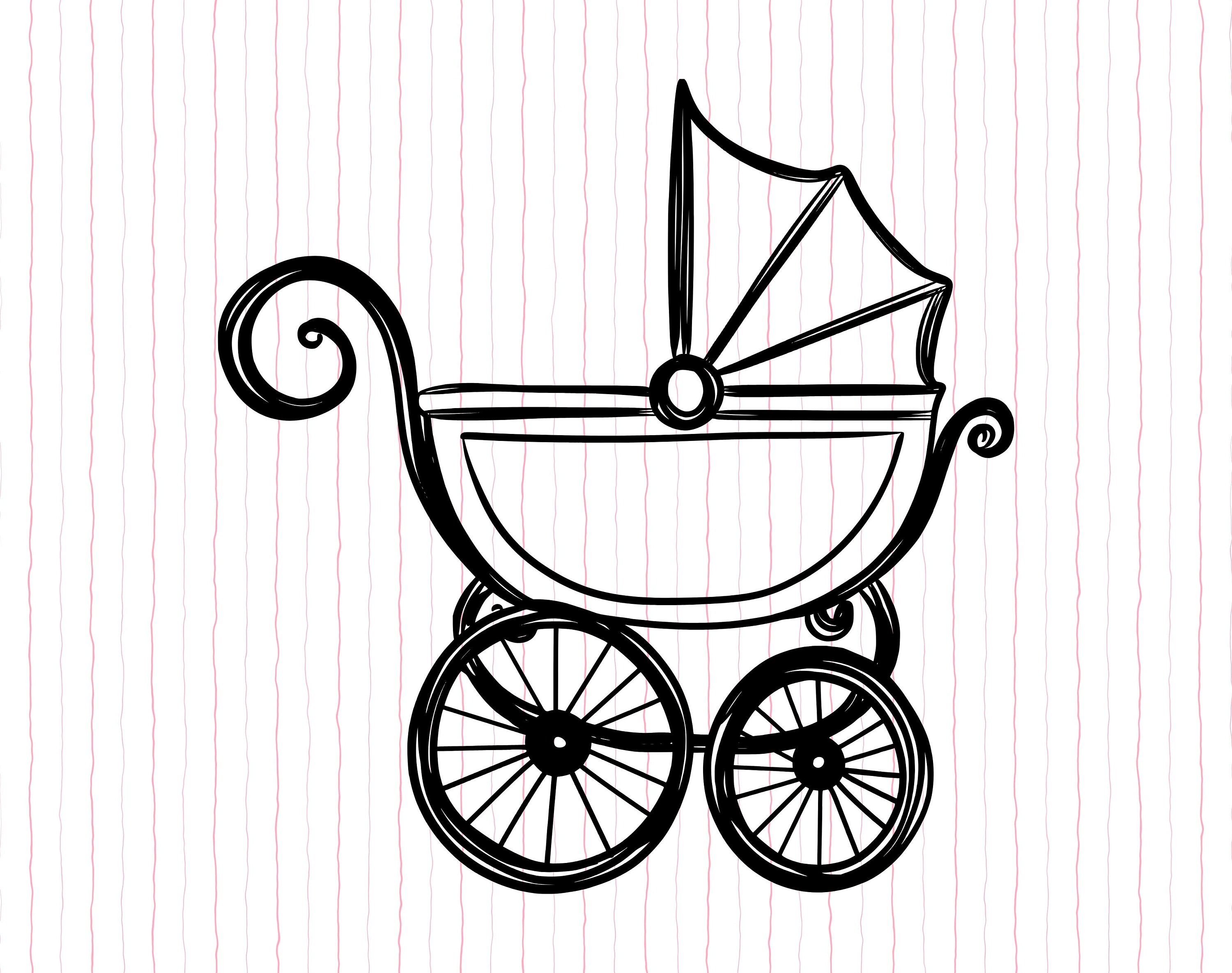 Baby Stroller SVG Bundle: Pram & Carriage Cut Files (digital Download ...