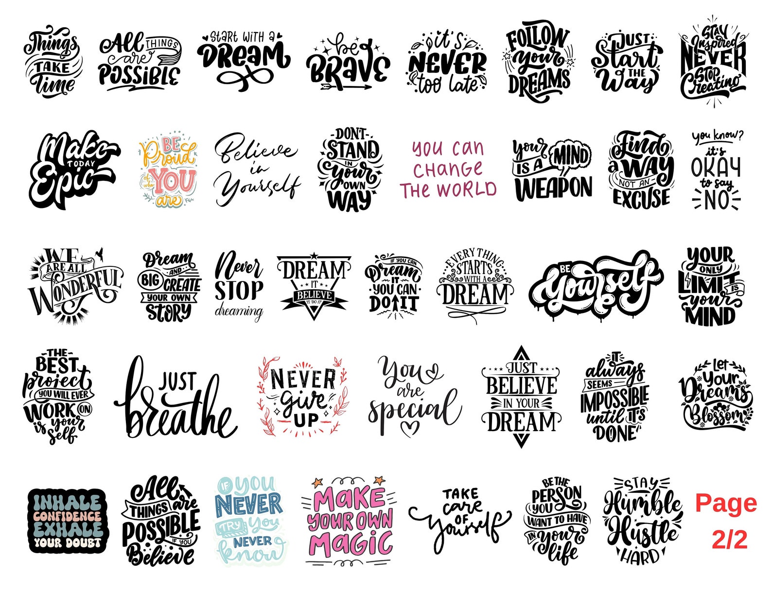 Affirmations Quotes Svg 67 Bundle, Inspirational Svg, Motivational Svg ...