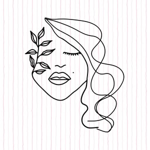 Floral Face 27 Svg, Line Art Face Svg, Woman Face Svg, Floral Woman ...