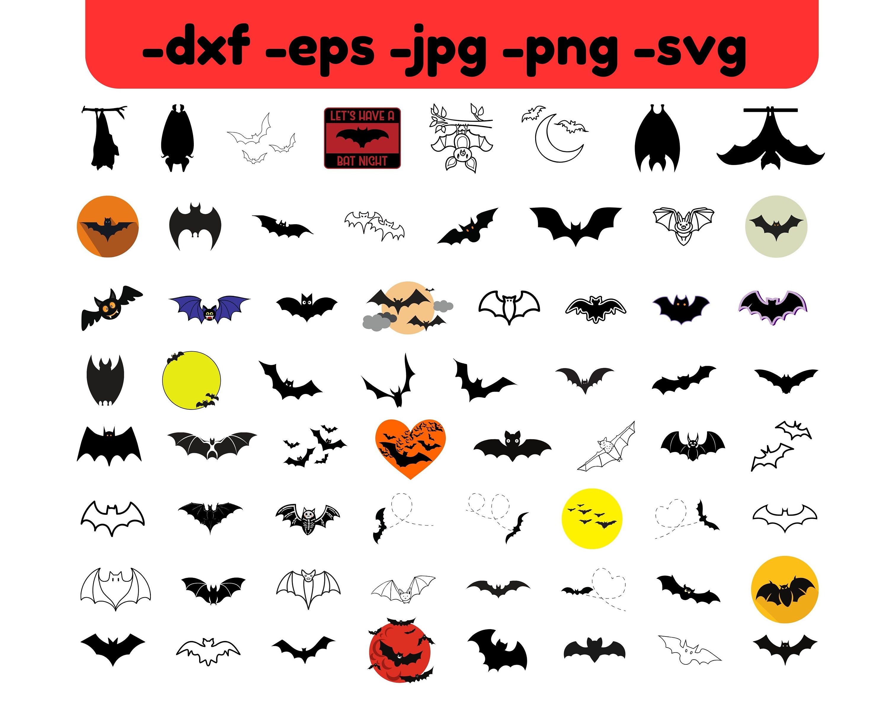 Halloween BAT 64 Svg Digital Download Bat Vector, Spooky, Horror, Png ...