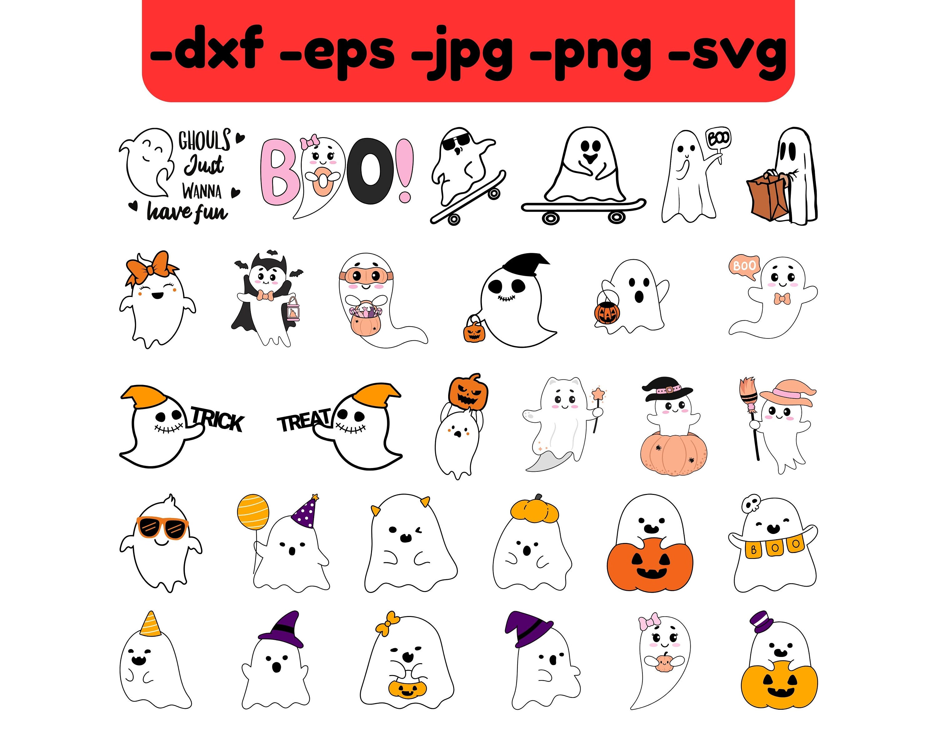 Cute GHOST 30 SVG Halloween Svg Boo Svg Trick or Treat SVG - Etsy