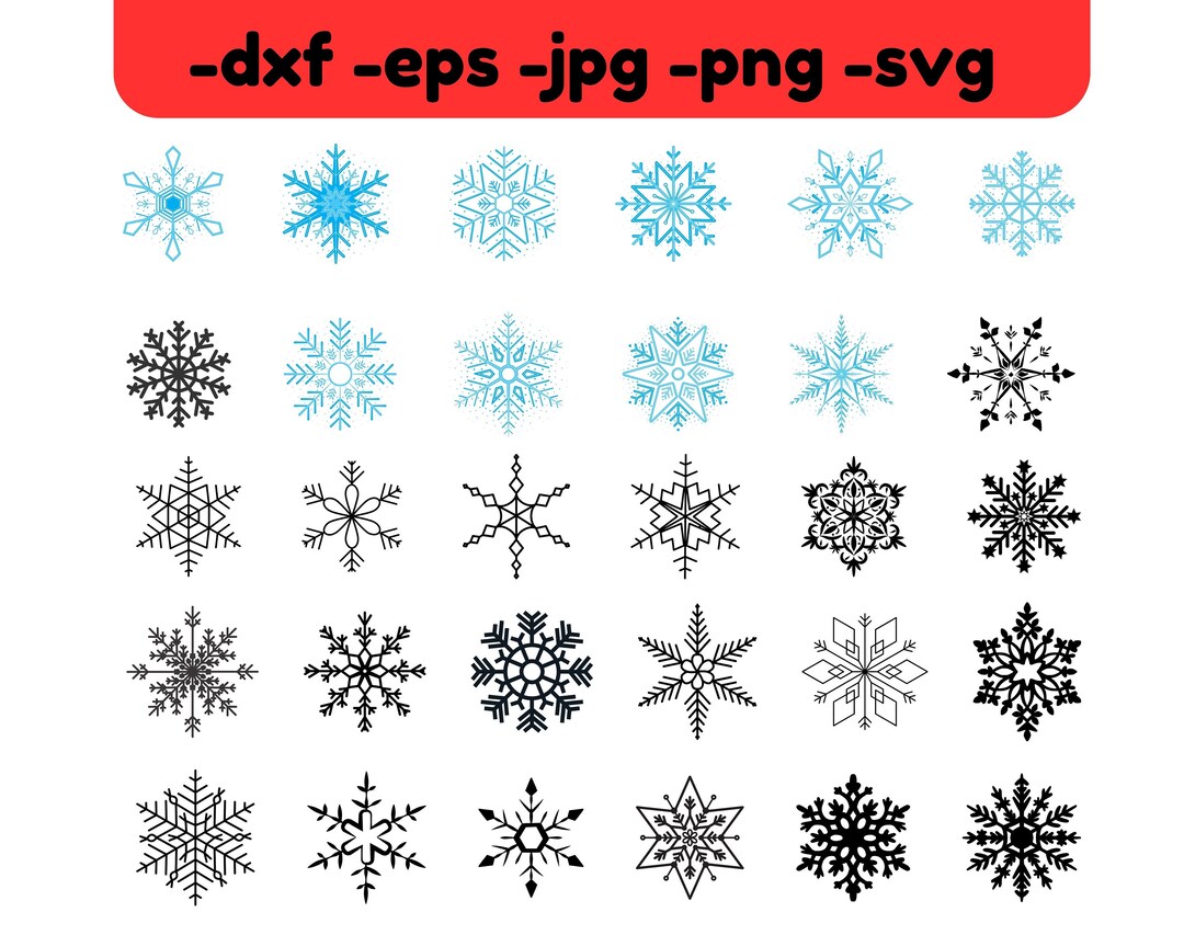 Snowflake 30 Svg Bundle, Snow Flake Eps Dxf Png, Snowflake Clipart ...