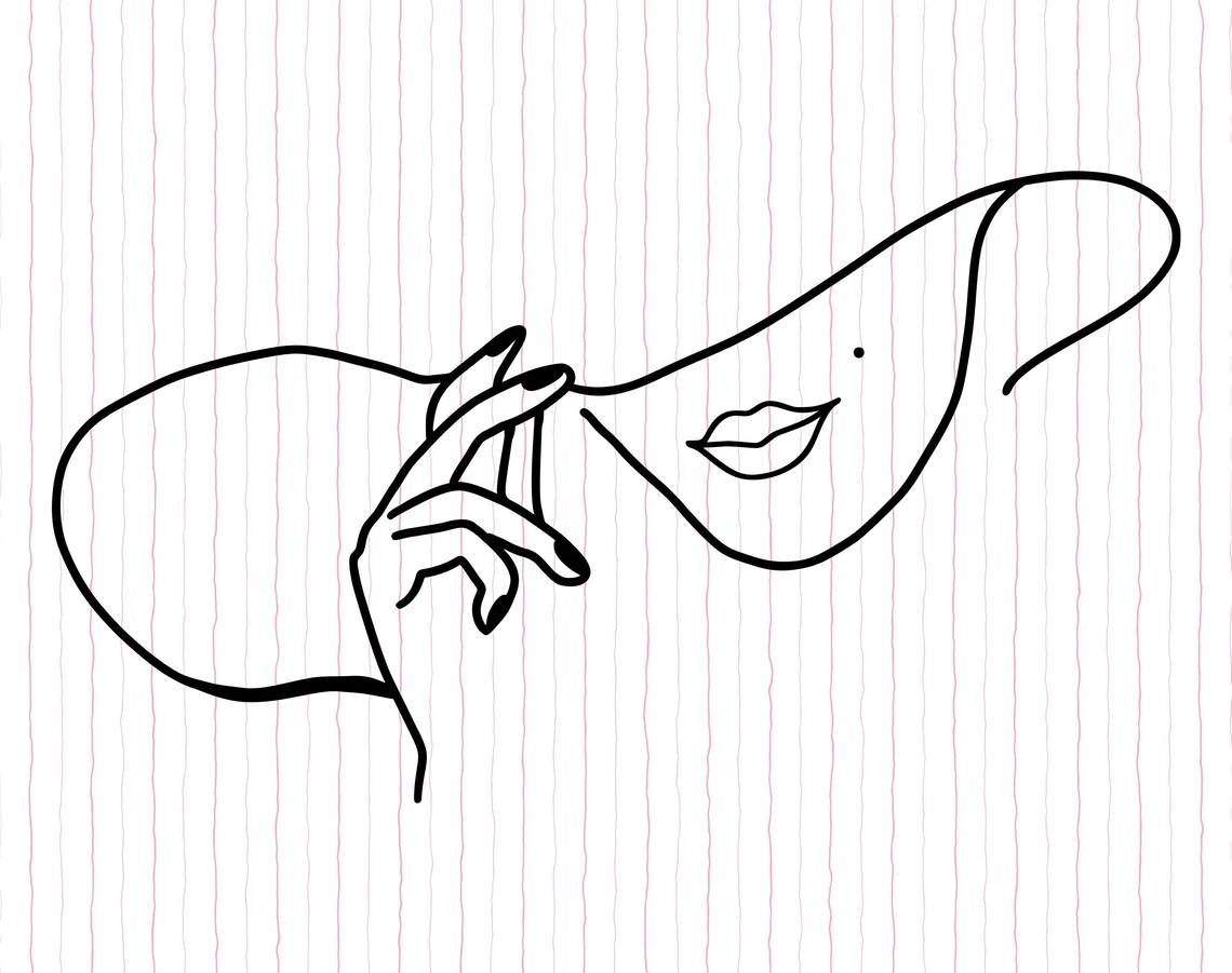 Floral Face 27 Svg, Line Art Face Svg, Woman Face Svg, Floral Woman ...