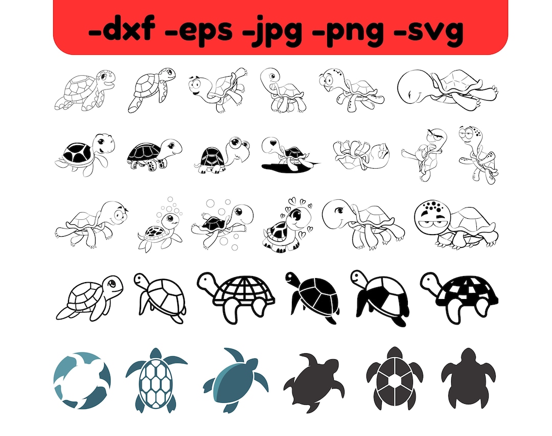 Cute Sea Turtle 31 Svg Bundle, Cute Sea Turtle Svg, Tortoise Png Svg ...