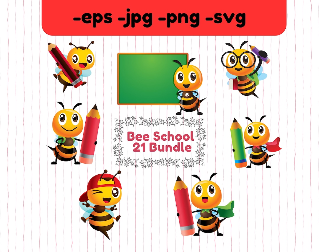 Honey Bee Back to School Graphics, 21 Clip Art Designs (digital ...