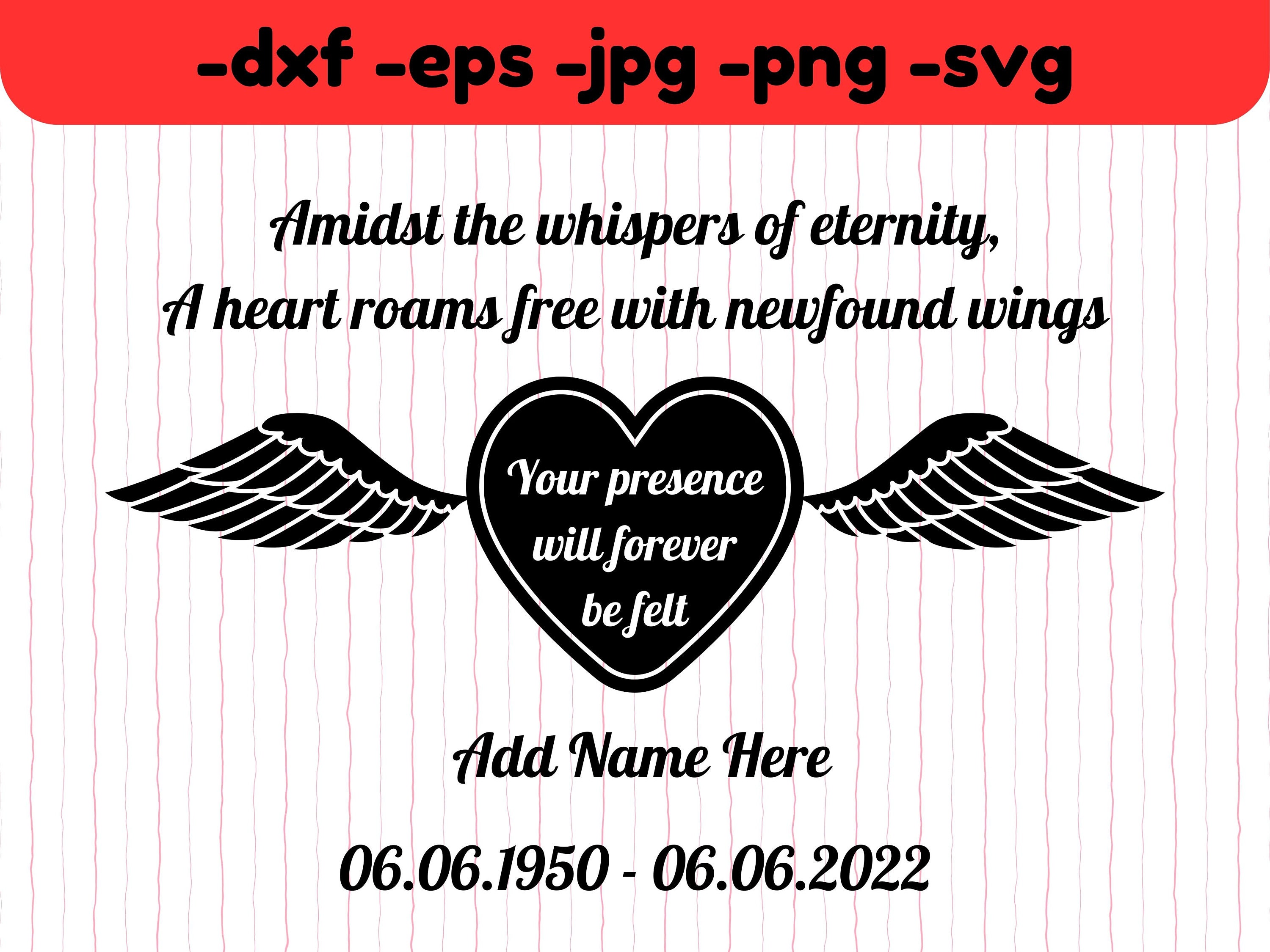 Memory Angel Wings Vector Digital Download Svg Png Dxf Loved - Etsy