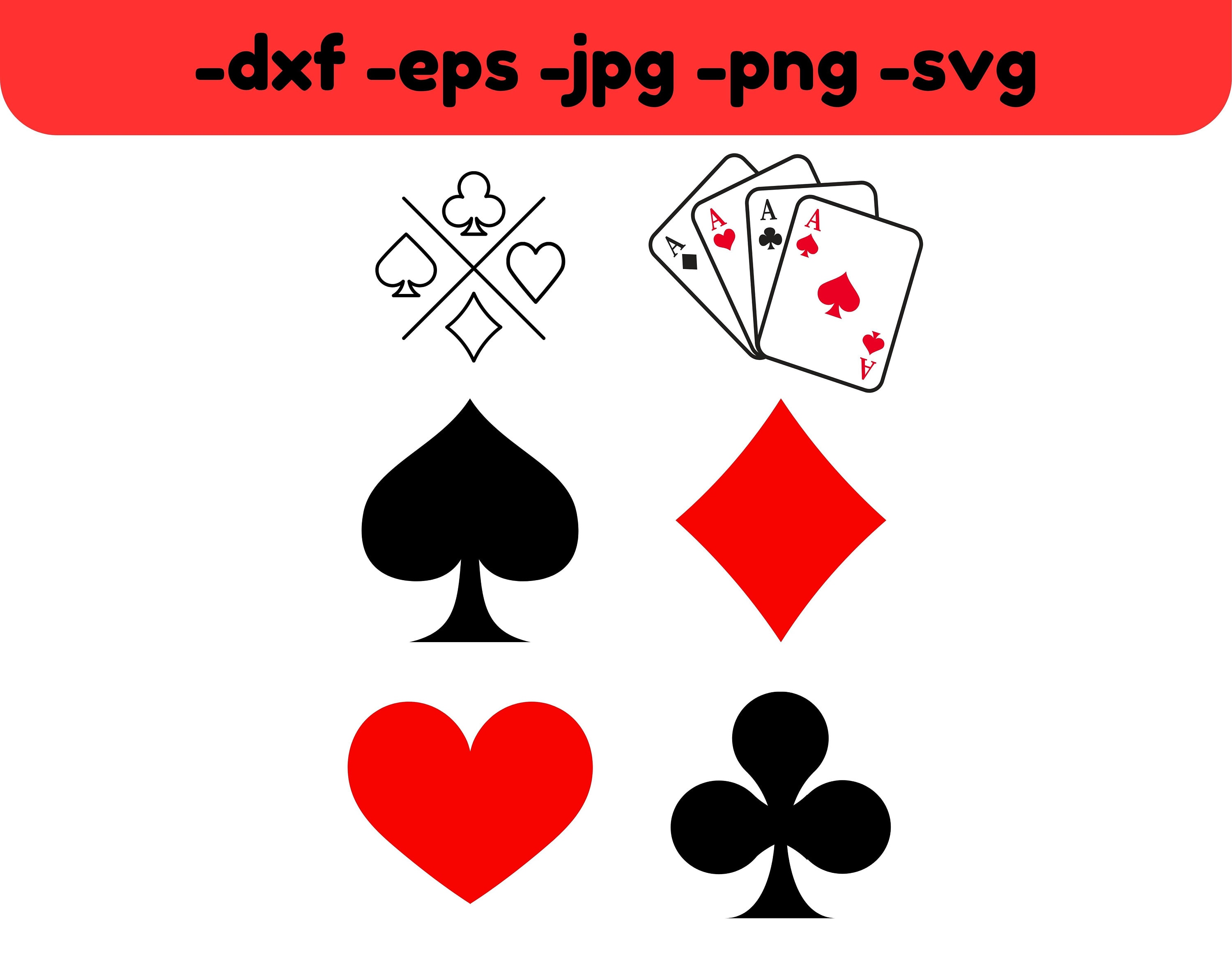 Playing Card Svg Dxf Eps Jpg Png Instant Download, Game Card, Card Suit ...