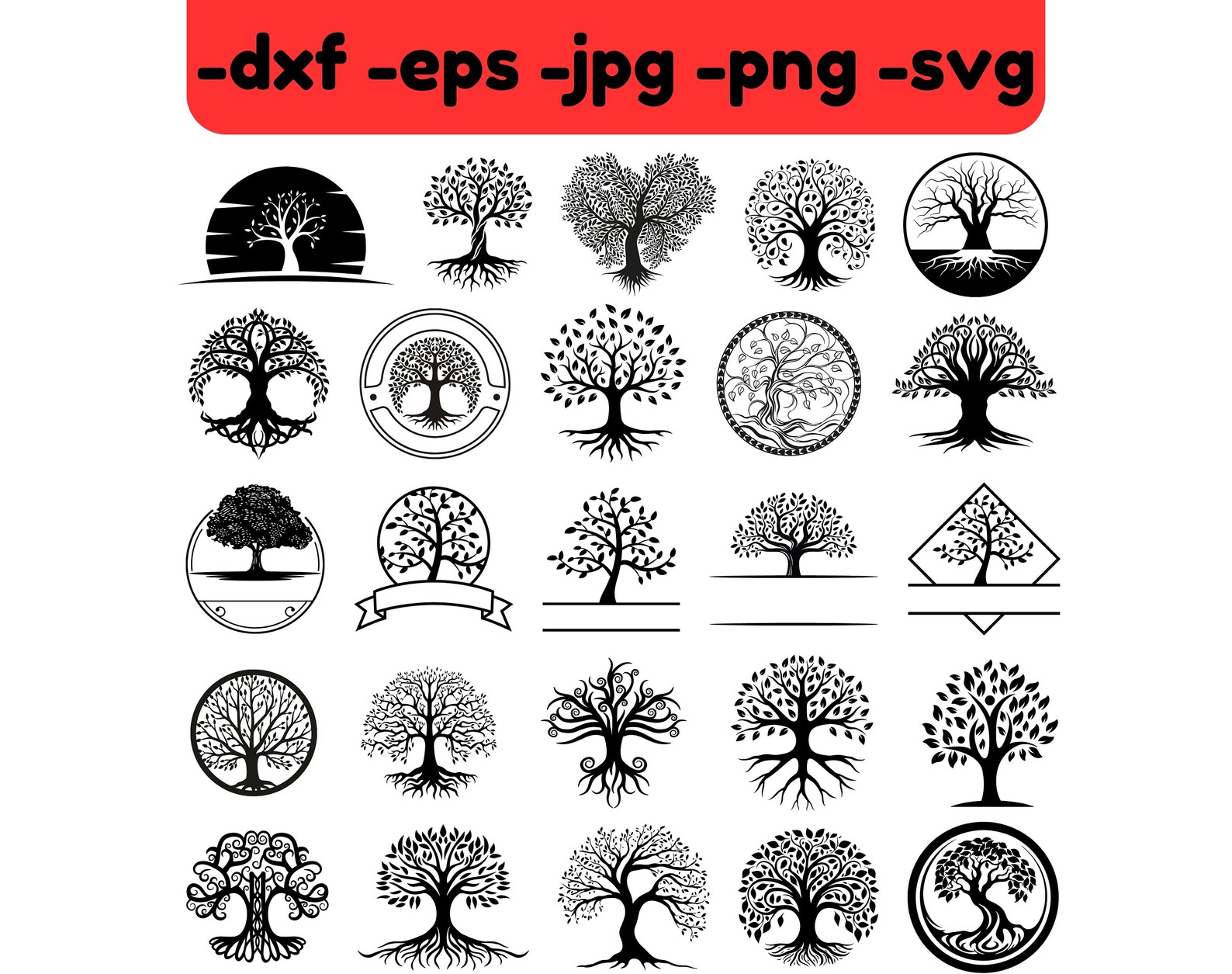 Family Tree 25 Svg Bundle, Tree Roots Svg, Tree With Roots Svg, Our ...