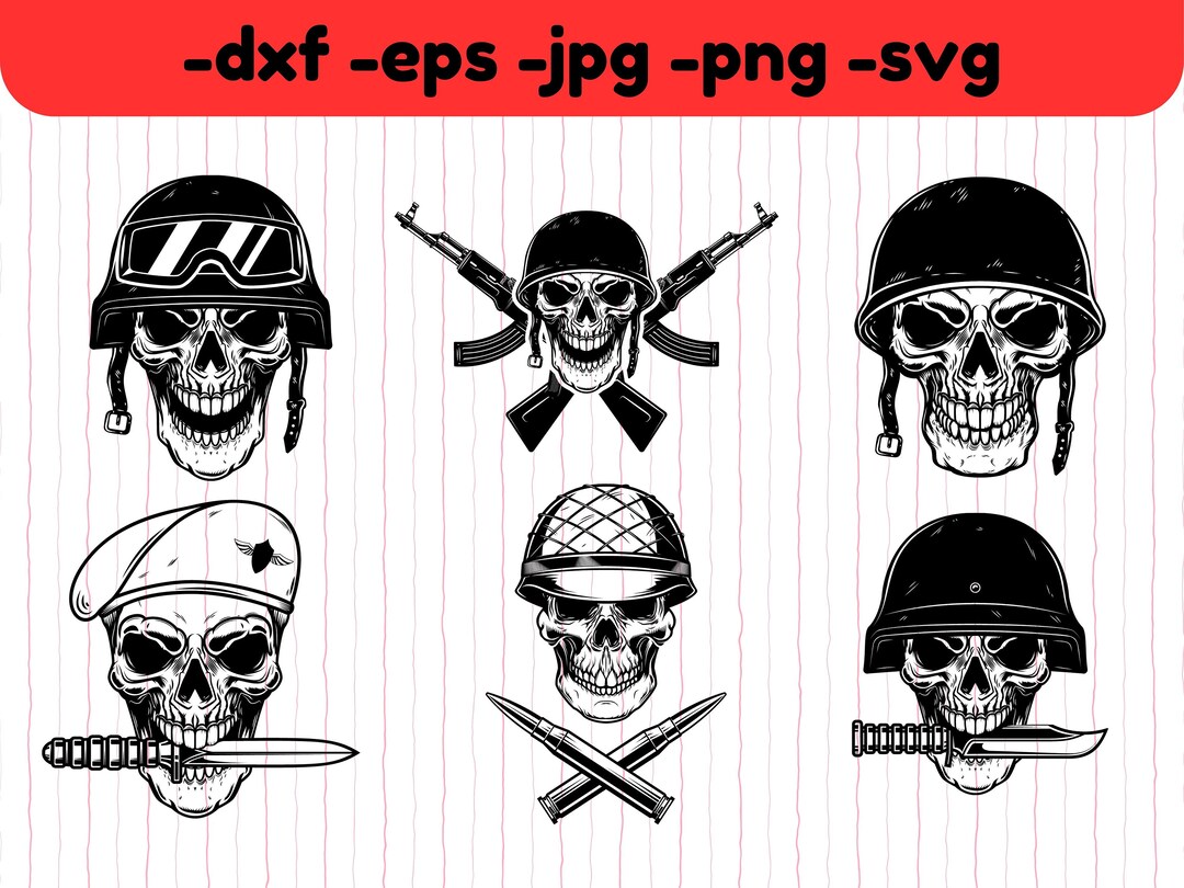 Soldier Skull Vector Art Bundle (digital Download) - Etsy