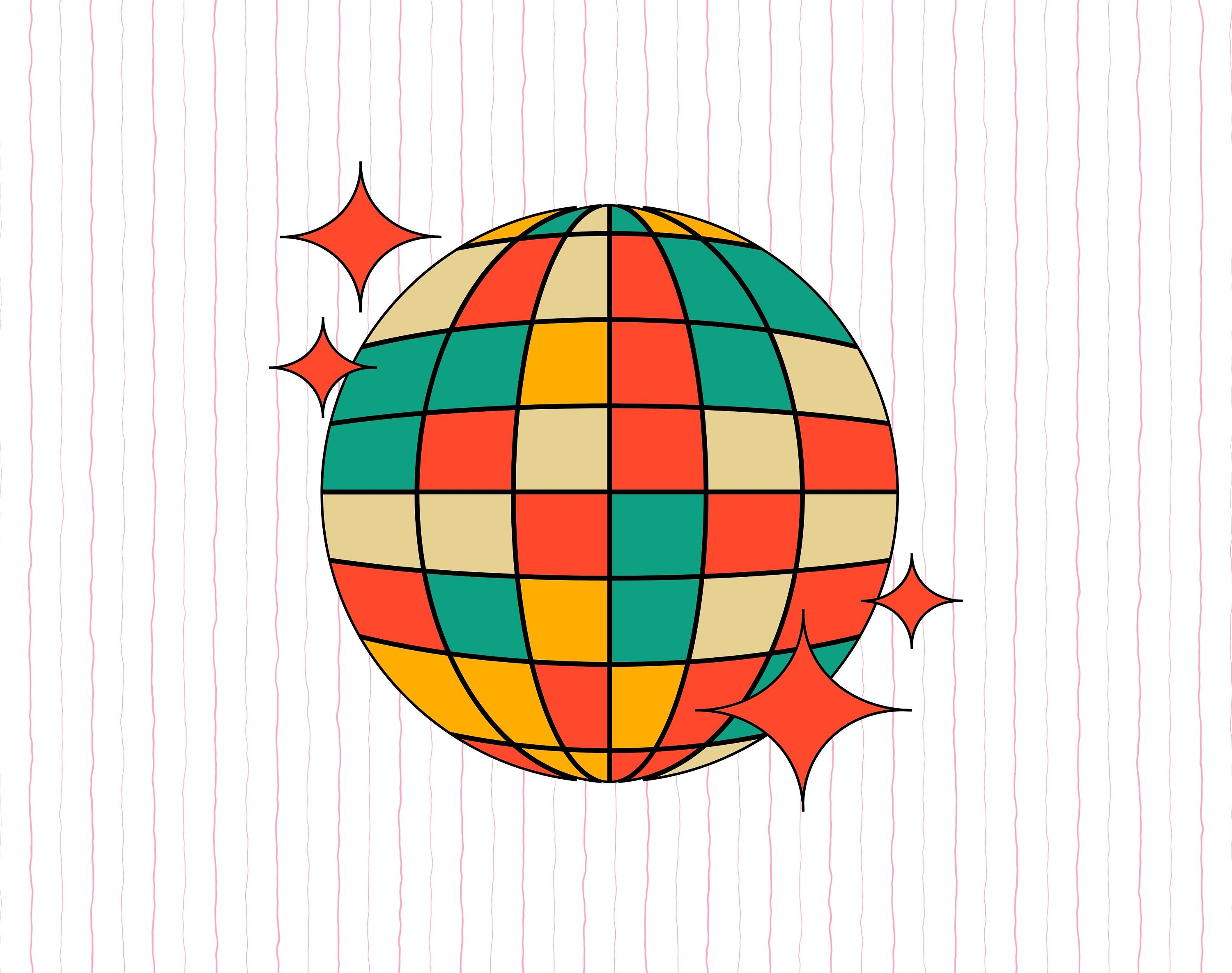 Disco Ball 25 Svg, Dxf, Eps, Jpg, Png Clipart Instant Download, Mirror ...