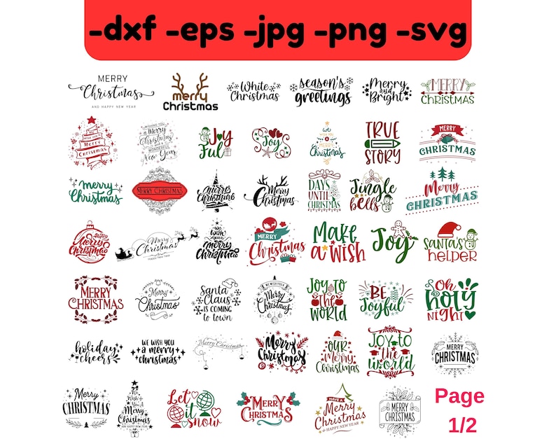 Christmas SVG Bundle: Holiday Quotes & Clip Art (digital Download) - Etsy