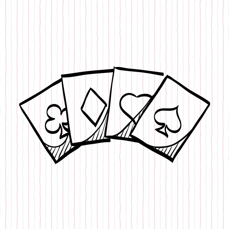 Playing Card Suits Svg Dxf Digital Download, Clups Hearts Diamonds ...