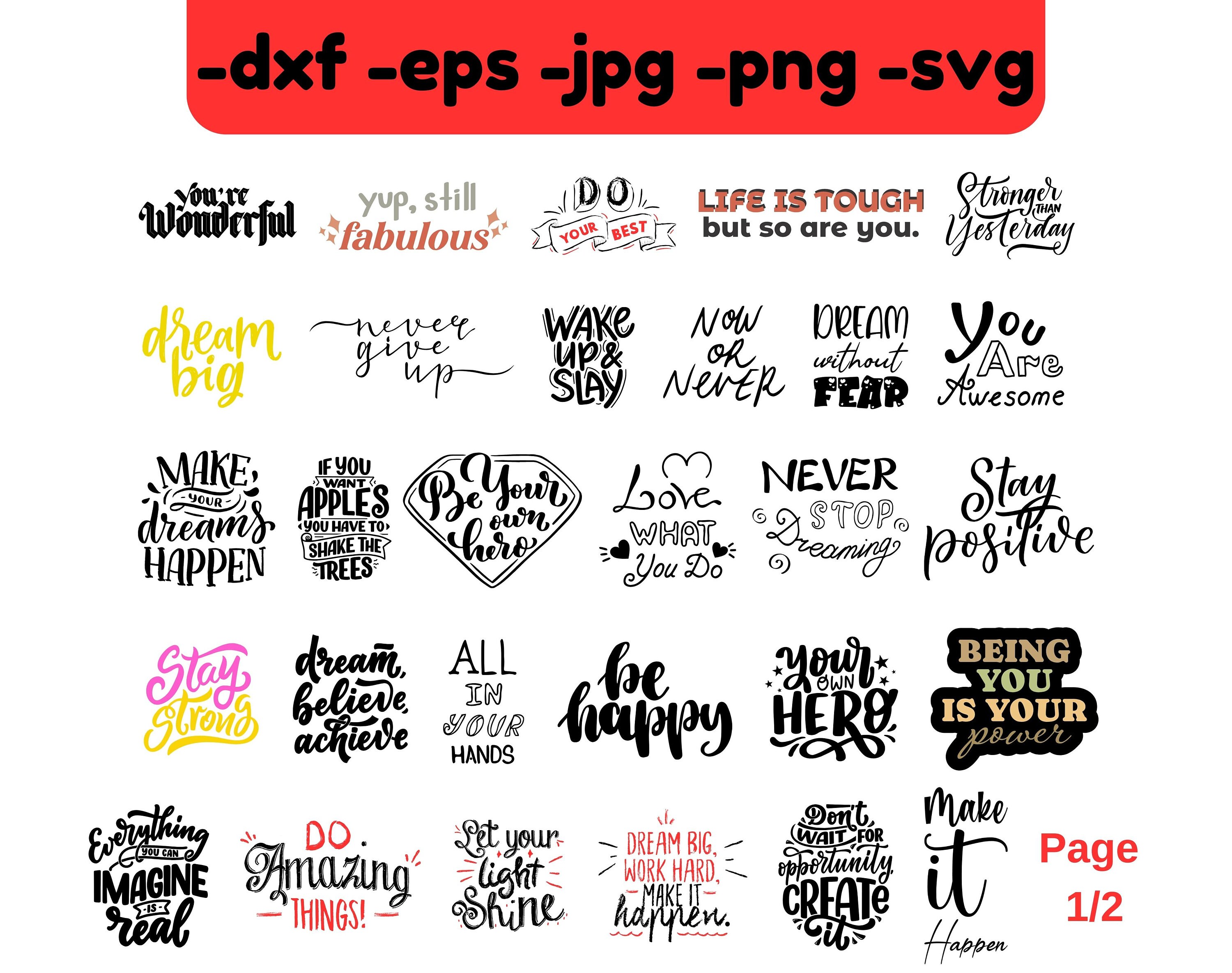 Affirmations Quotes Svg 67 Bundle, Inspirational Svg, Motivational Svg ...