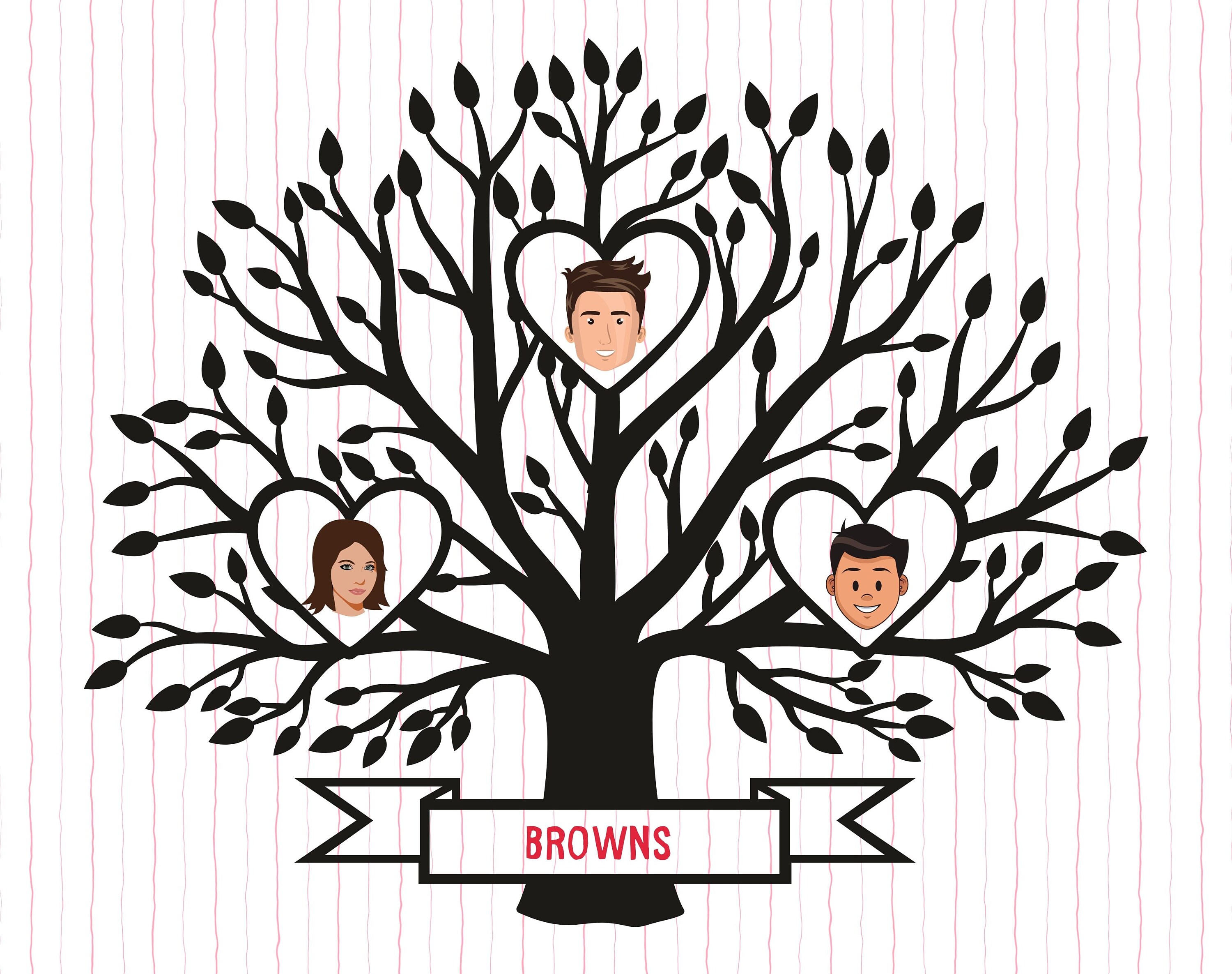 Family Tree SVG: Heart Branch Design, up to 30 Members (digital ...