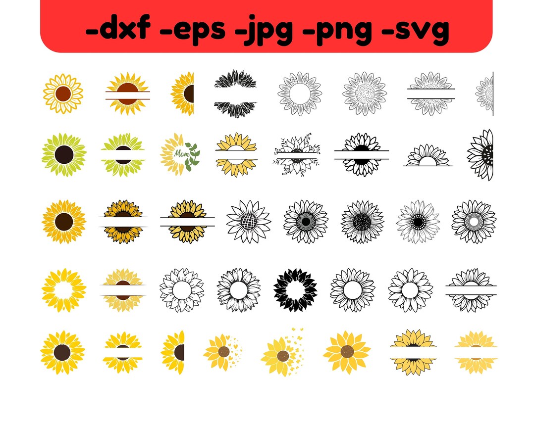 Sunflower 40 SVG Bundle Commercial Use Instant Download, Flower Svg ...