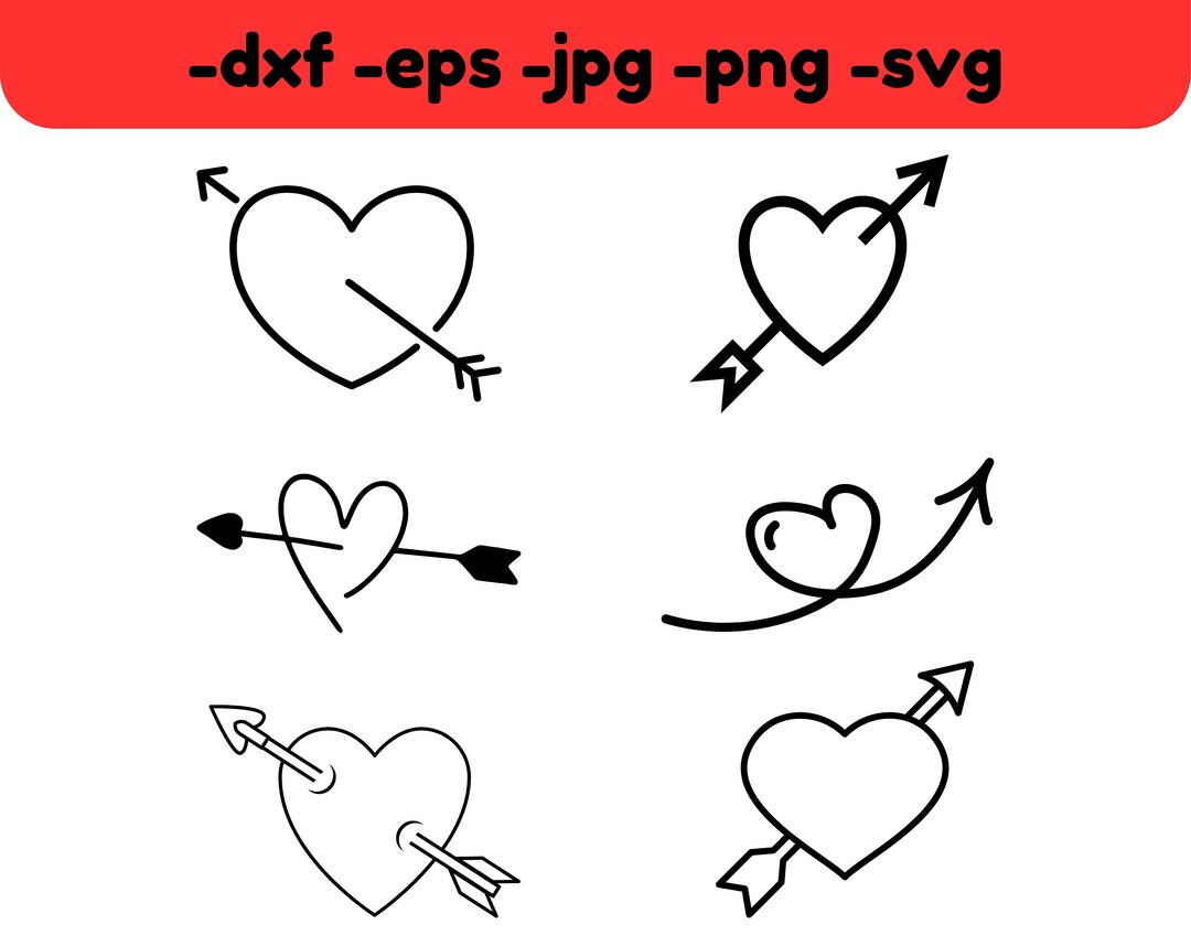 Arrow Heart Svg, Dxf, Png, Eps, Jpg Instant Download, Heart With Arrow ...