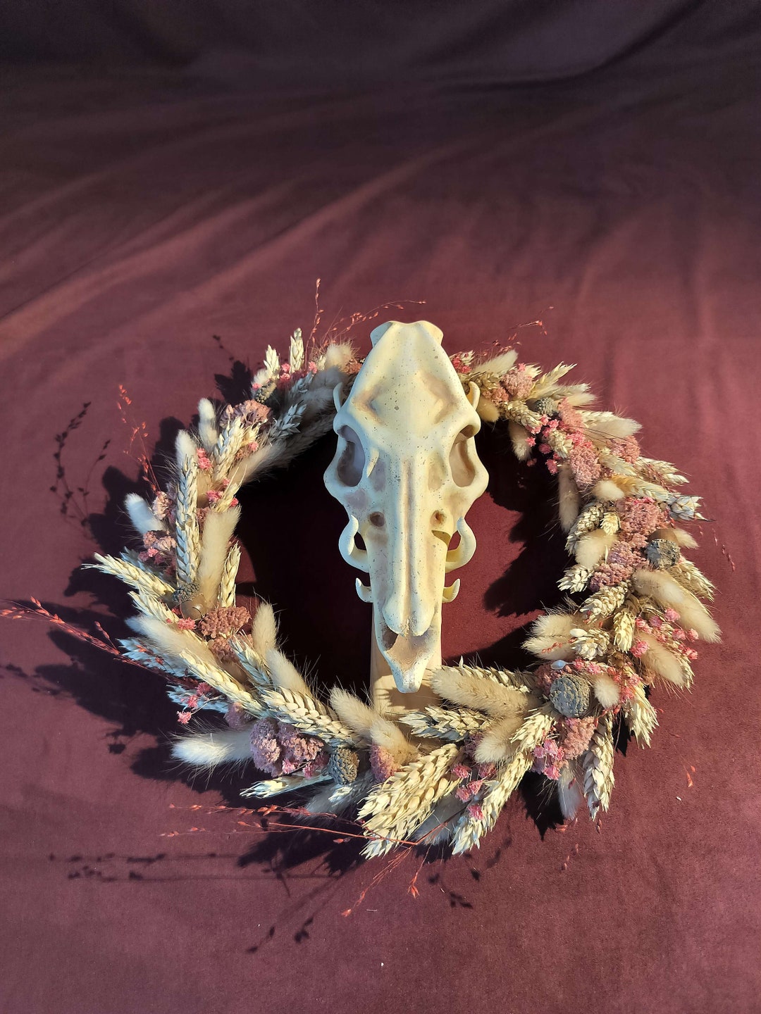 Druidic Totem Boar Skull modeled and Crown of Dried Flowers Handmade ...