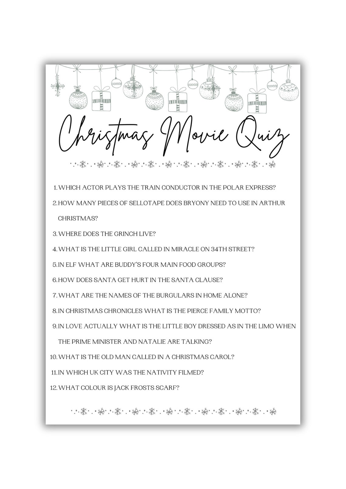 Christmas Movie Quiz | Name the Movie| Christmas Game | Family Fun | - Etsy